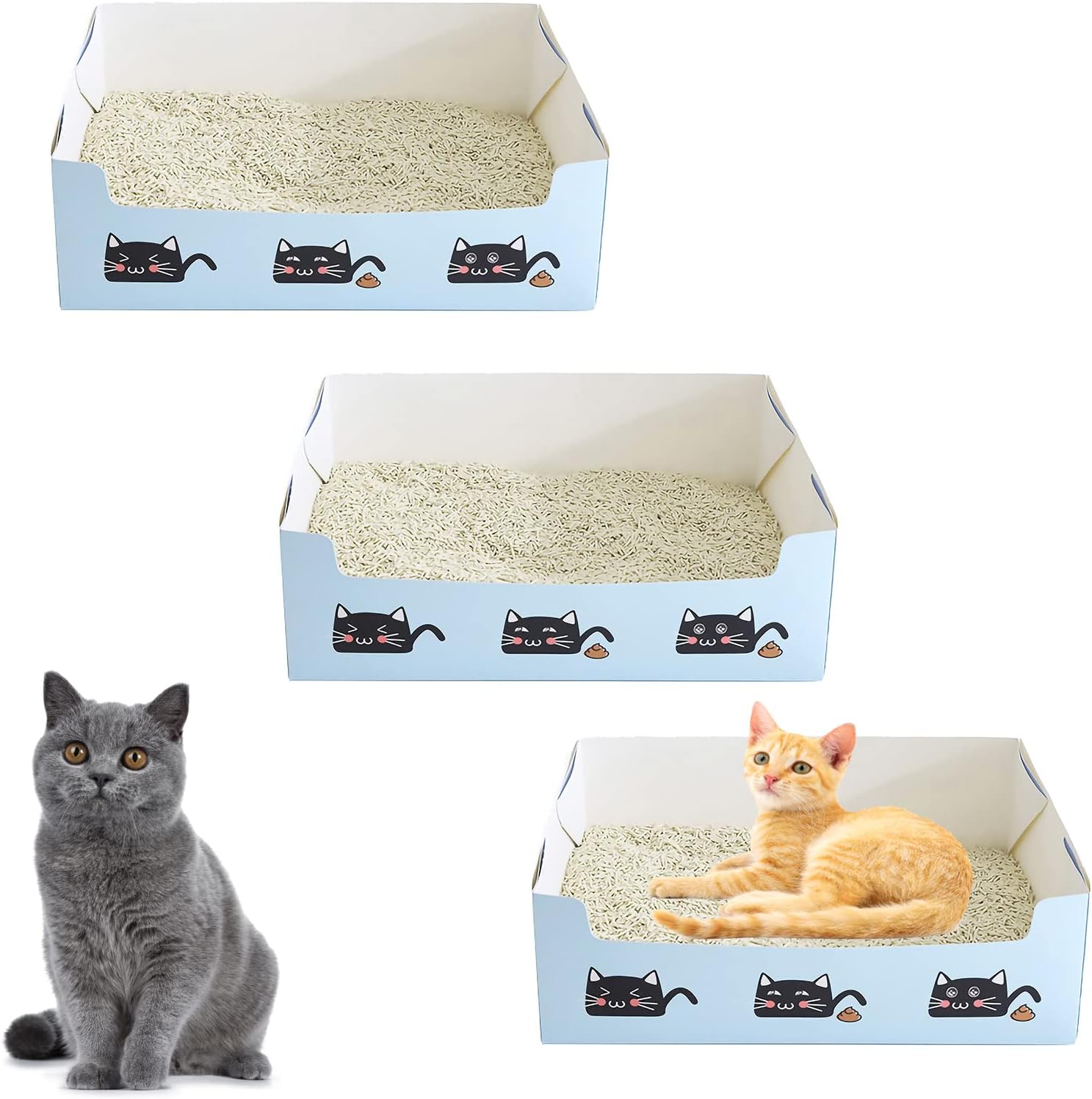 Amazon.com: Nuatpetin Disposable Litter Box for Indoor Outdoor Cats, 3 ...