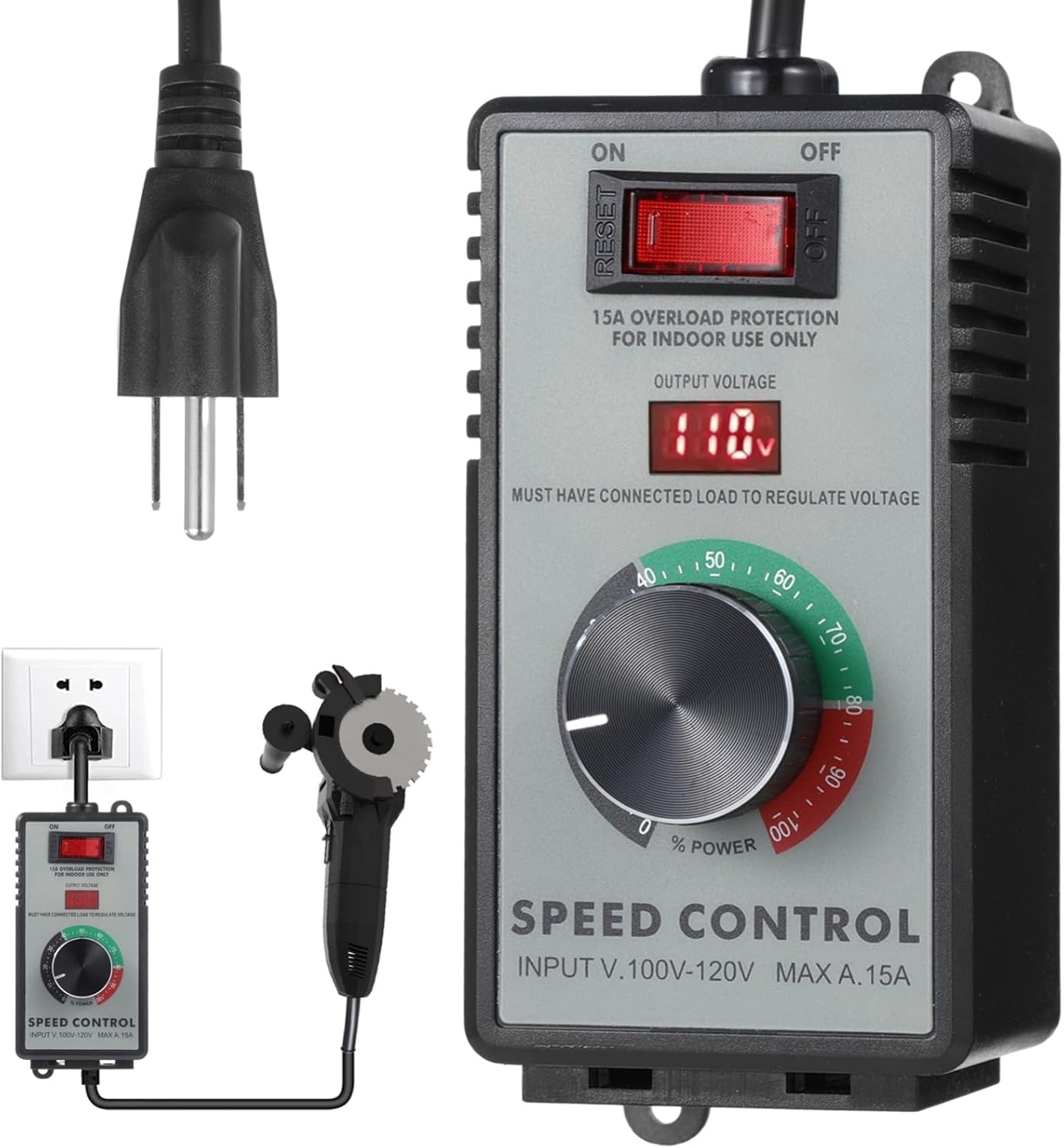 Amazon.com : AC Motor Speed Controller, 100V to 120V 15A 4000W Variable ...