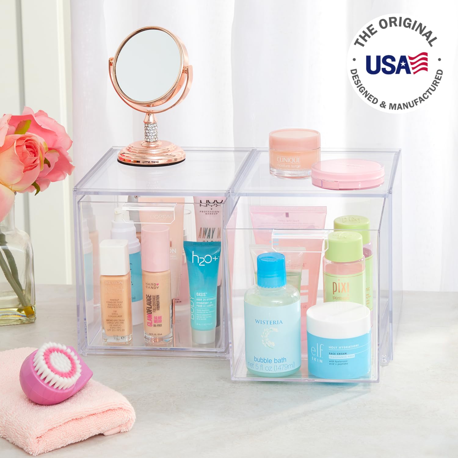 Snapklik.com : Audrey Stackable Bin Clear Plastic Organizer Drawers 2 ...