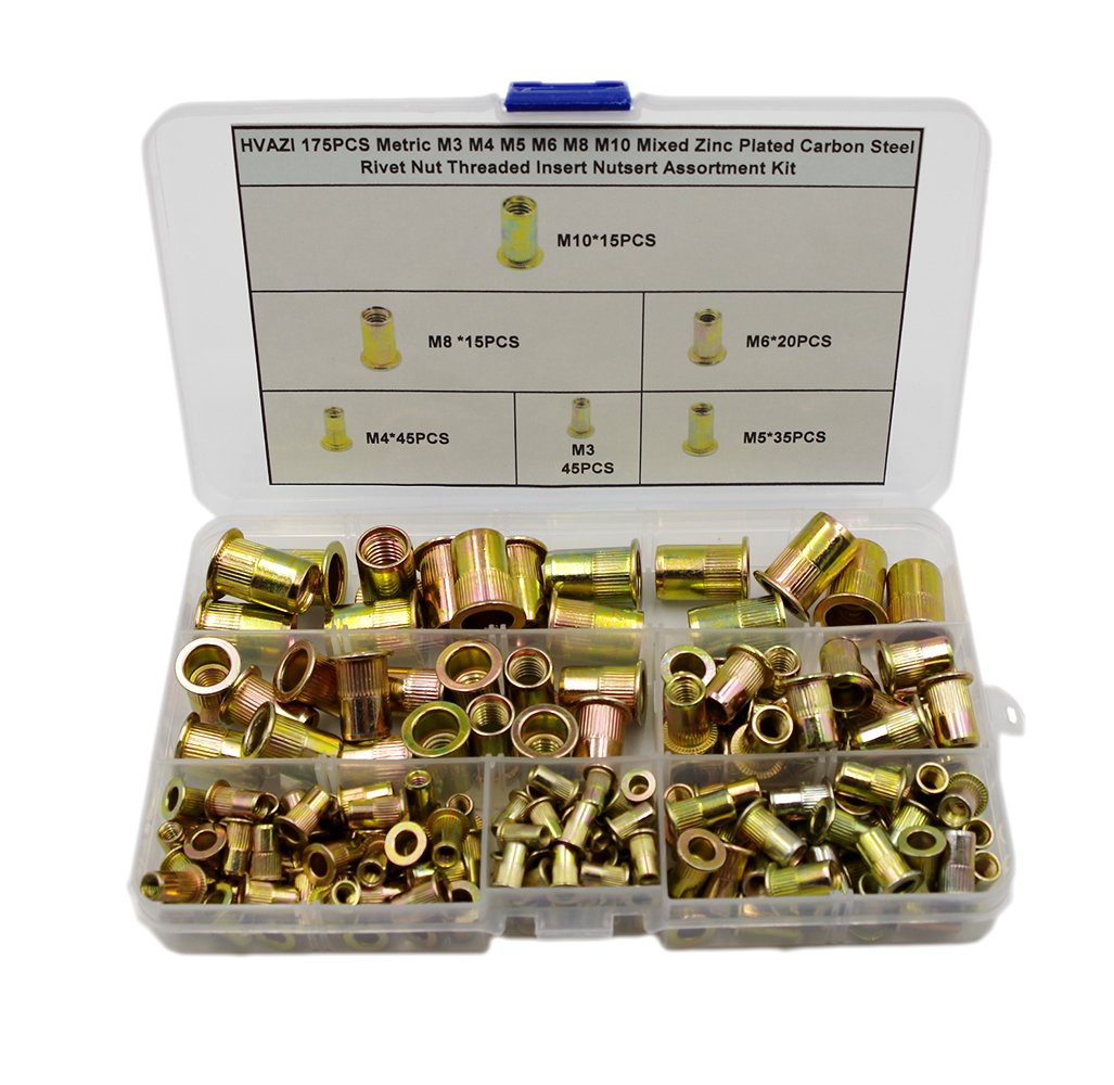 HVAZI 175PCS Metric M3 M4 M5 M6 M8 M10 Mixed Zinc Plated Carbon Steel ...