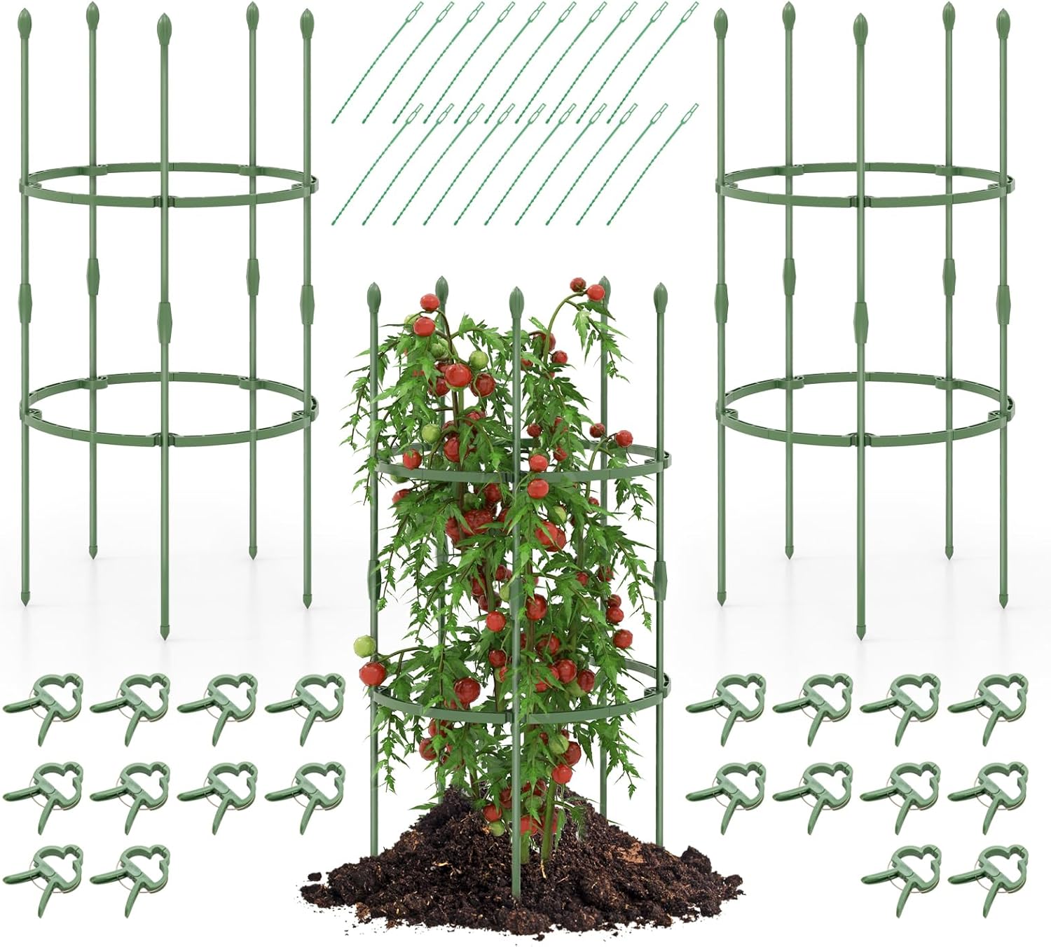 COSTWAY 2/3 Pack Garden Plant Supports, Height Adjustable Metal Plant ...