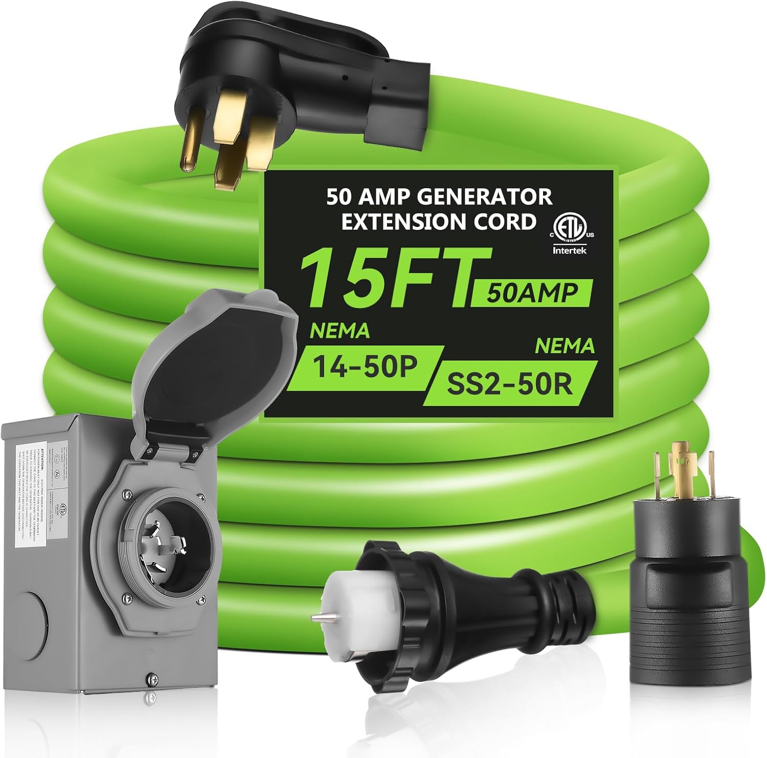 Amazon.com: NEMA 14-50P/SS2-50R Twist Lock Connector, 50 Amp Generator ...