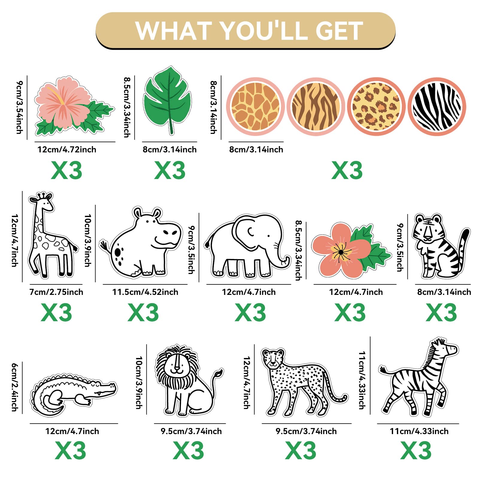 Snapklik.com : 45Pcs Safari Jungle Animals Cutouts Bulletin Board Set ...