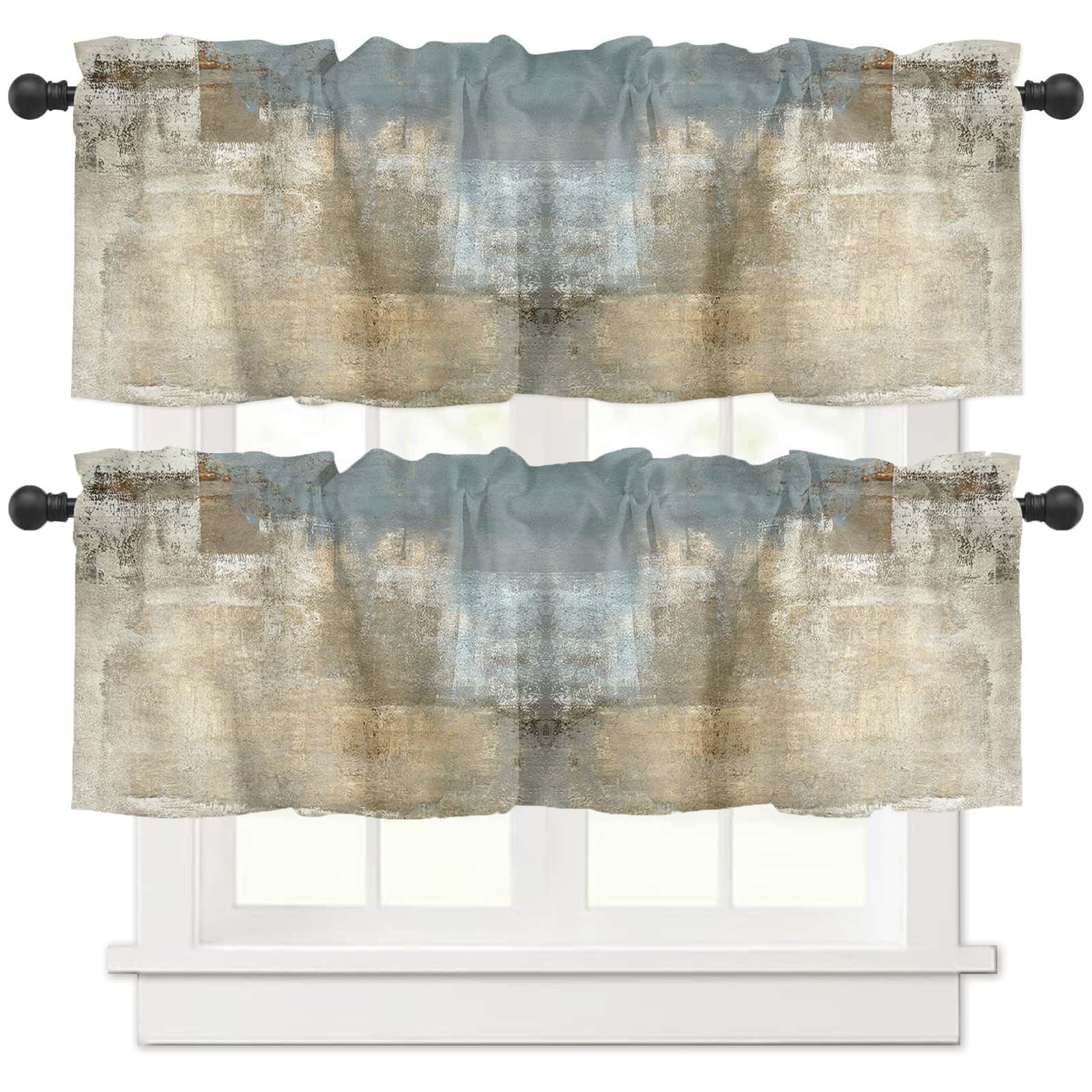 Amazon.com: 2 Pack Retro Beige Window Valances, Abstract Art Valances ...