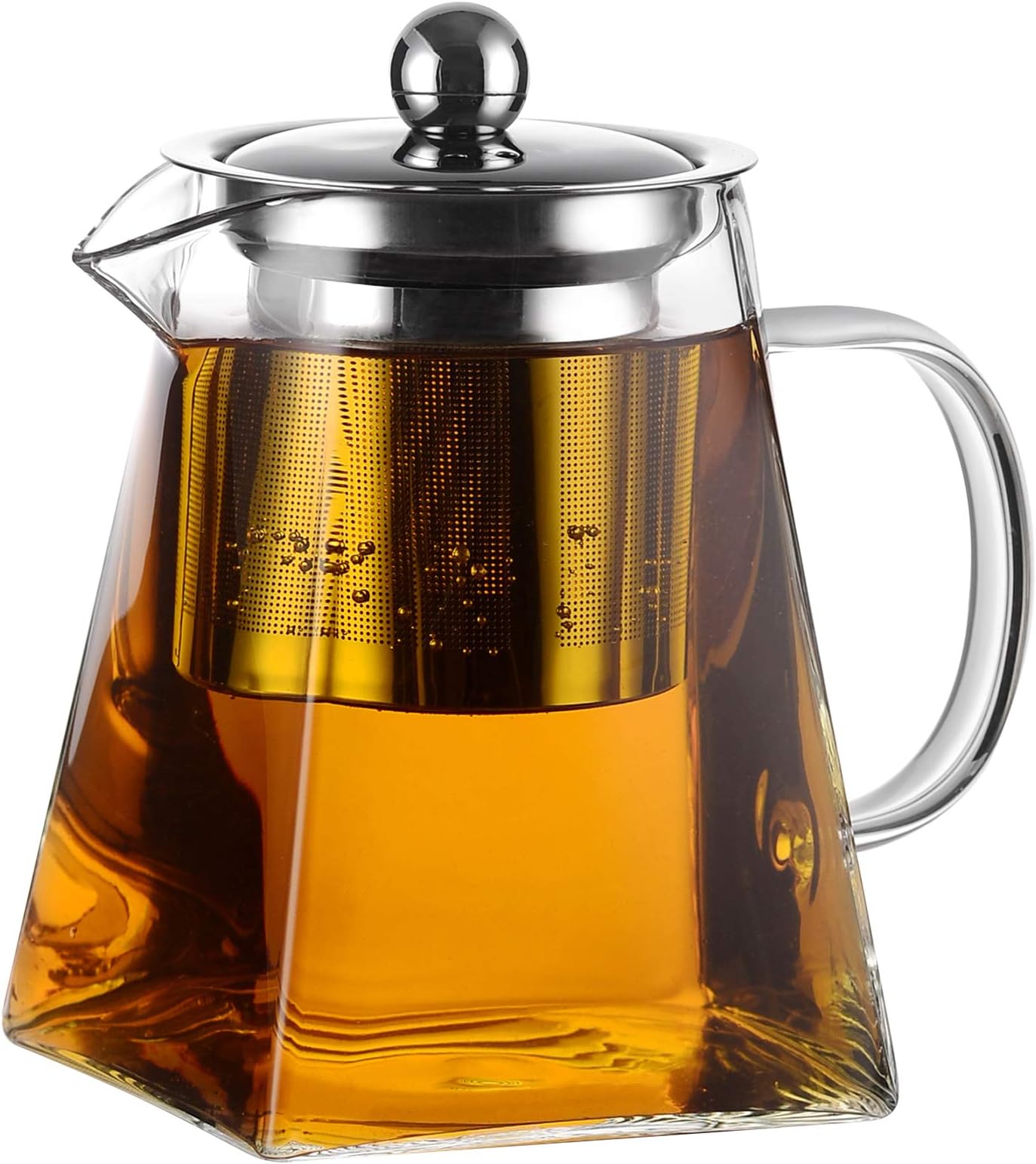 Amisglass Glass Teapot with Infuser, Clear High Borosilicate Glass Tea ...