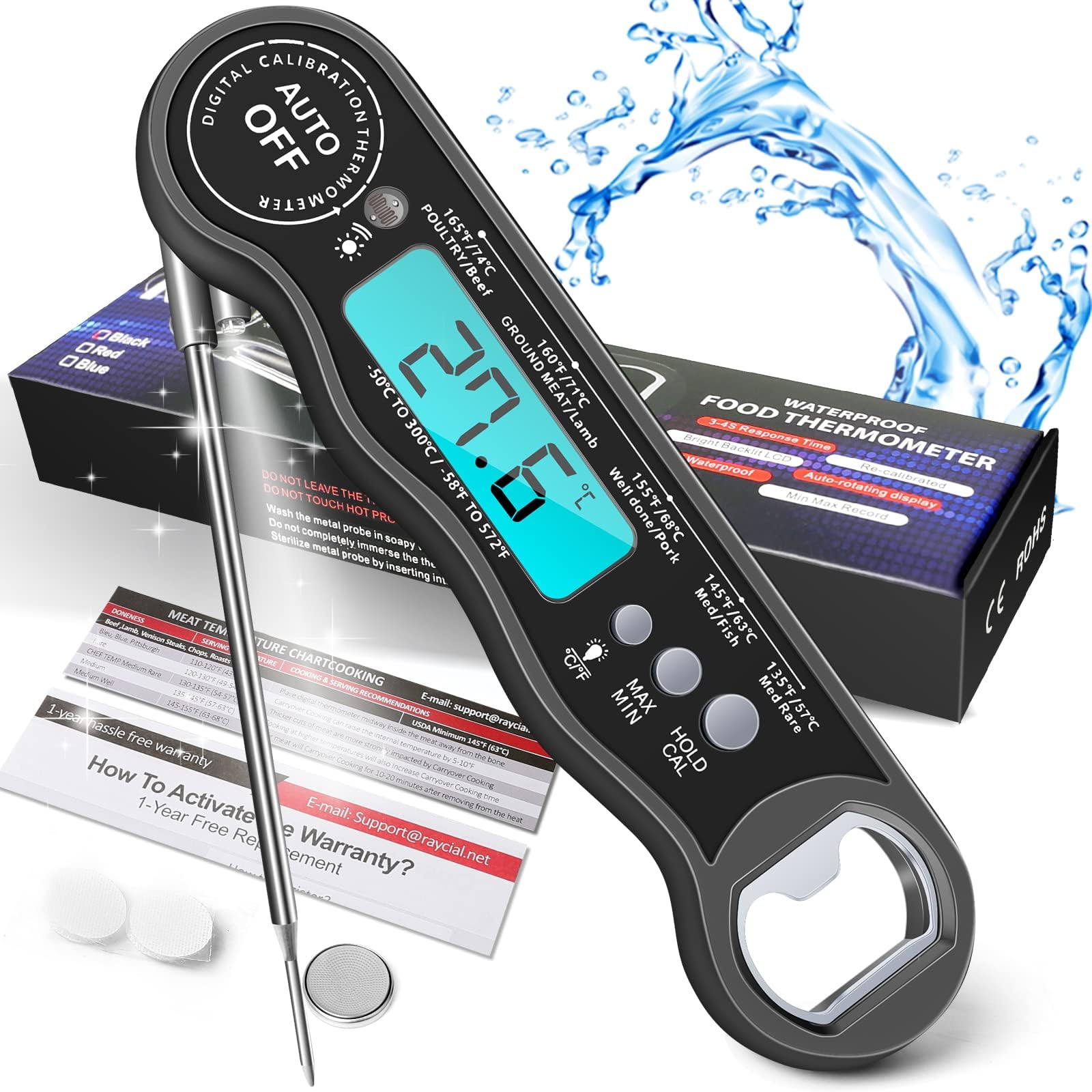 Amazon.com: Meat Thermometer Instant Read Digital Kitchen Thermometer ...