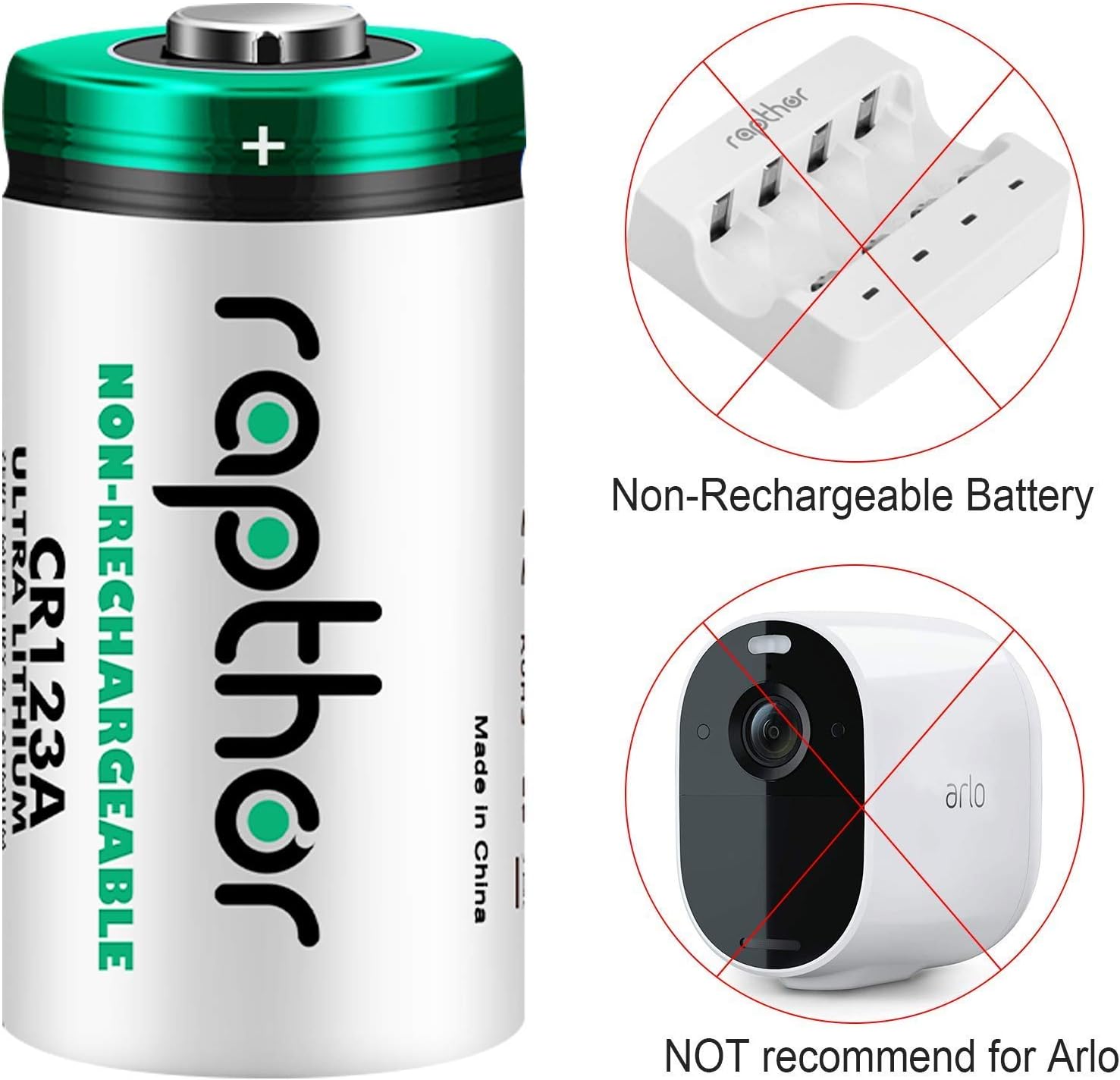 rapthor CR123A Baterías de litio de 1650 mAh de alta potencia con ...