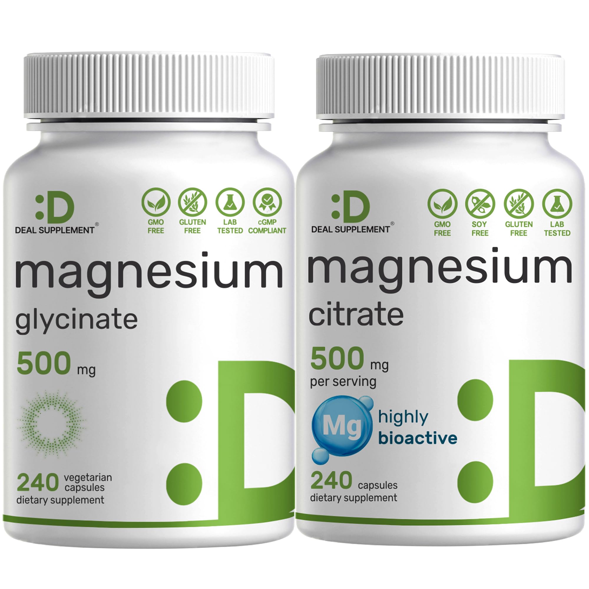 Amazon.com: Magnesium Glycinate 500mg Veggie Capsules & Magnesium ...