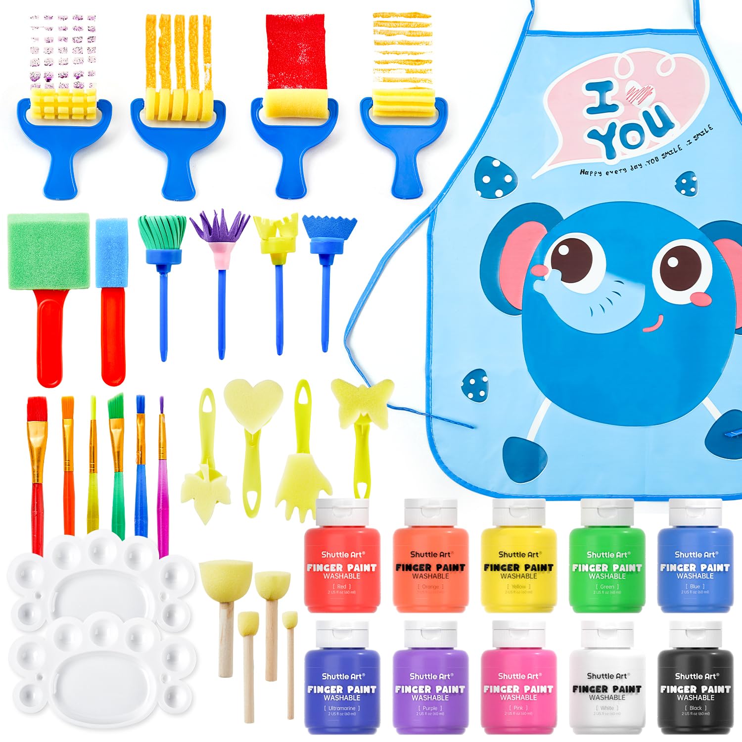 Snapklik.com : Shuttle Art Washable Finger Paint Set, 37 PCS