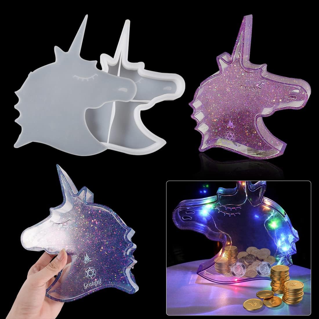 Amazon.com: Voyyphixa Unicorn Shape Resin Molds, Resin Box Mold with ...