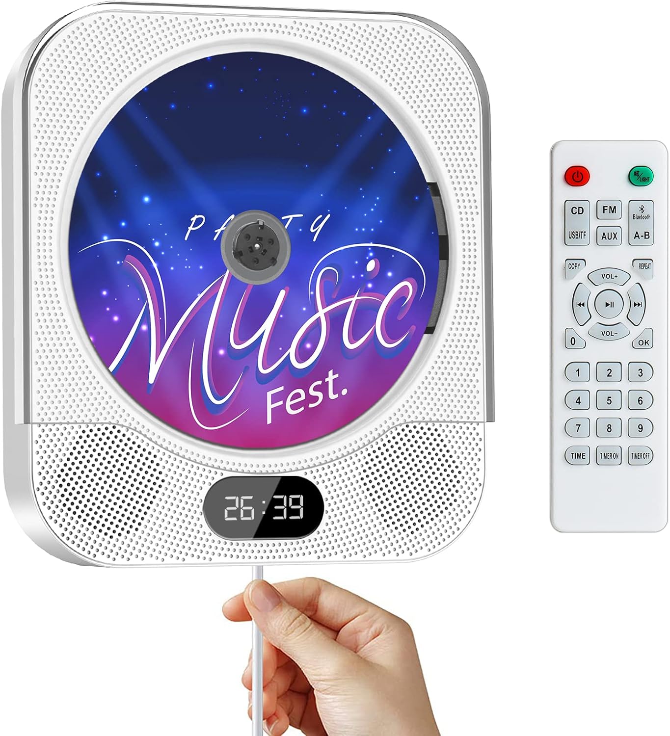 Amazon.com: Portable CD Player with Bluetooth, FANGOR Wall Mounted CD ...