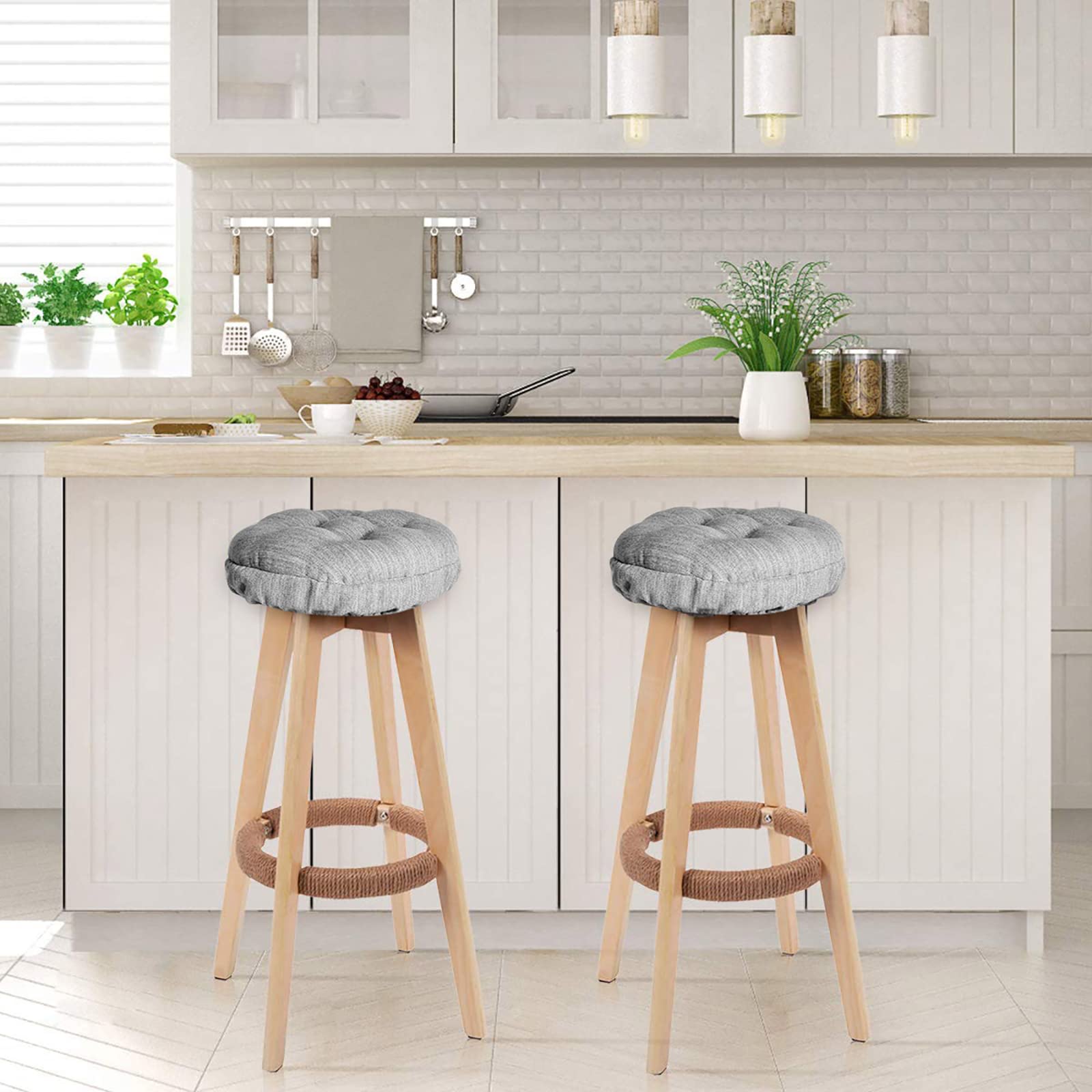 baibu Set of 2 Stool Covers Round, Super Soft Round Bar Stool Cushion ...