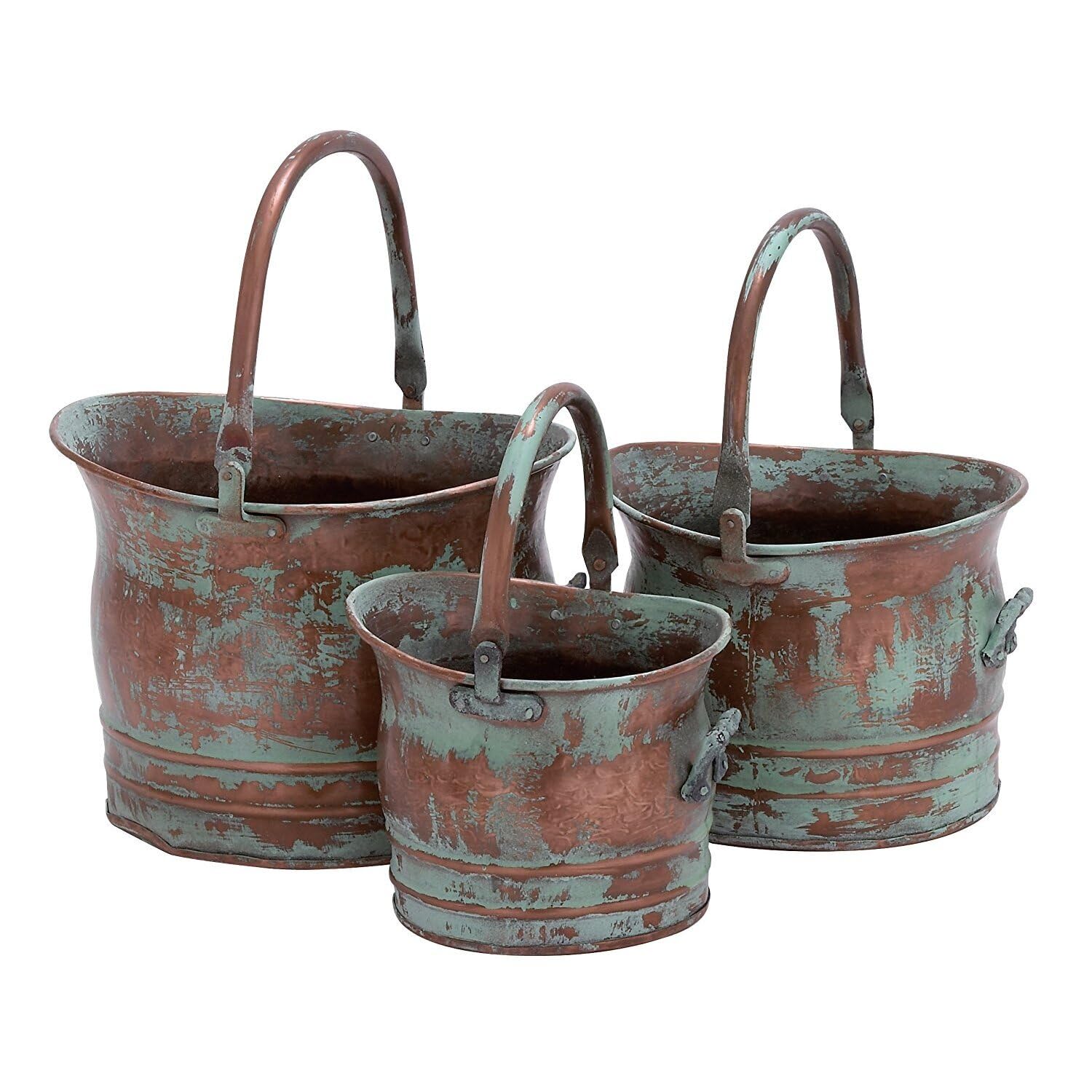 Amazon.com : Maykoosh Green-Tinged Victorian Vintage Metal Buckets with ...