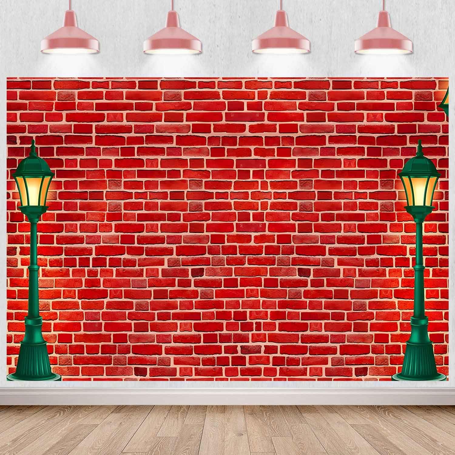 Amazon.com : Sensfun Red Brick Wall Street Backdrop Christmas Brick ...