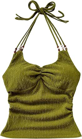 SOLY HUX Women's Halter Tops Summer Tie Backless Slim Fit Vacation ...