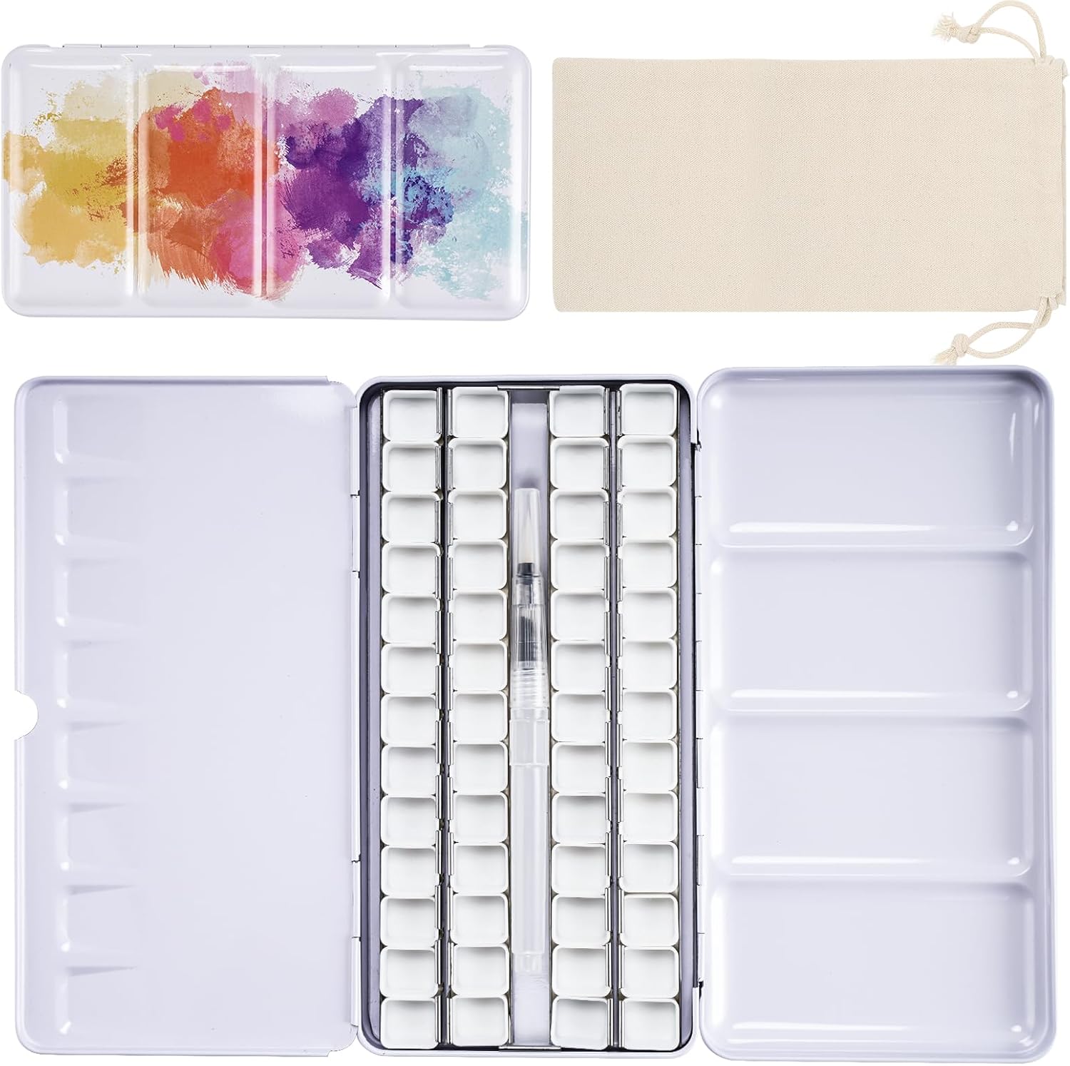 Amazon.com: PEVART Empty Watercolor Paint Palette case,Metal Water ...