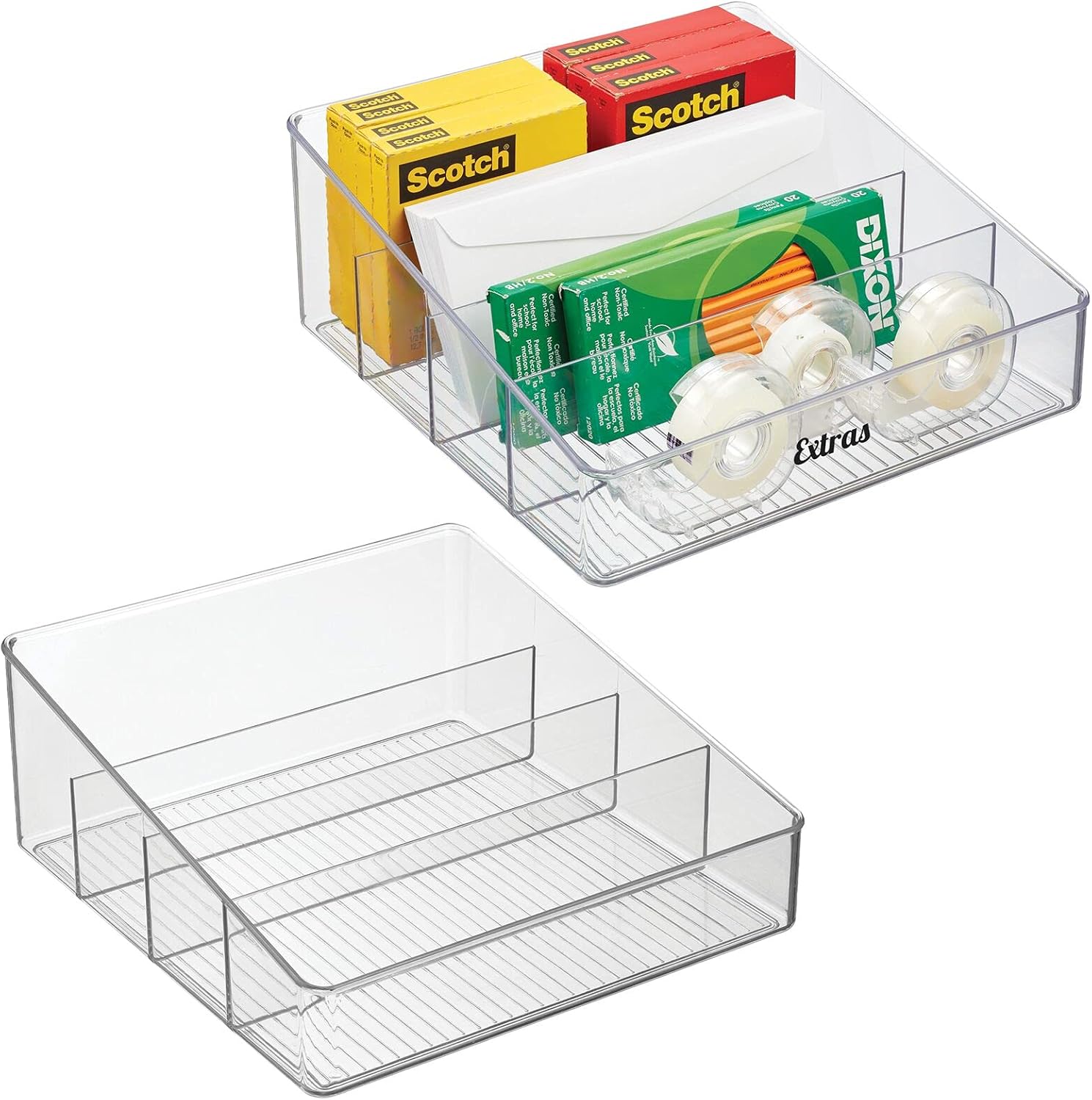 Amazon.com : mDesign Large Plastic Office Storage Bin with 4 Divided ...