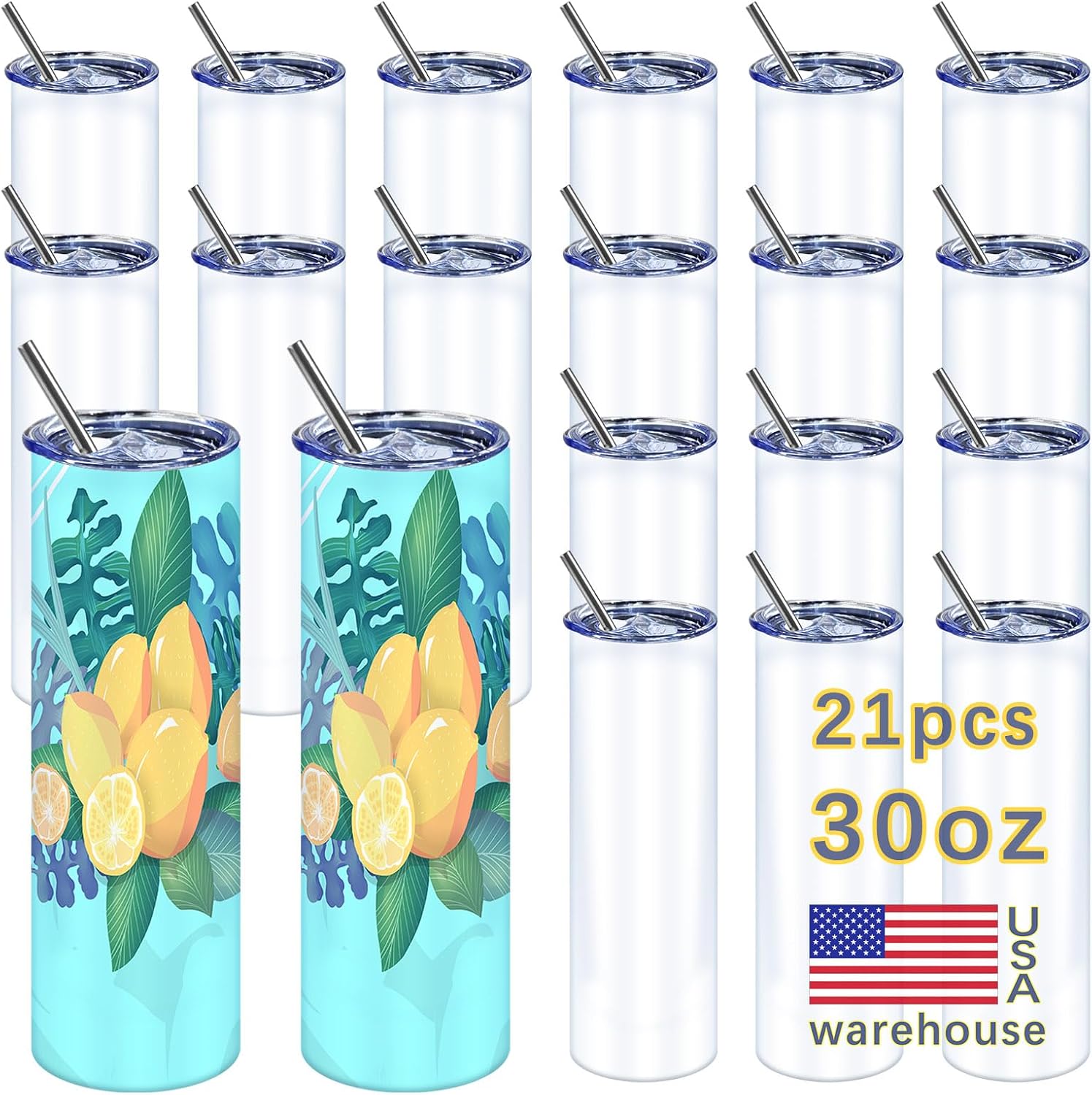 Amazon.com: OKBA 21 Pack sublimation tumbler blank 30 oz skinny ...