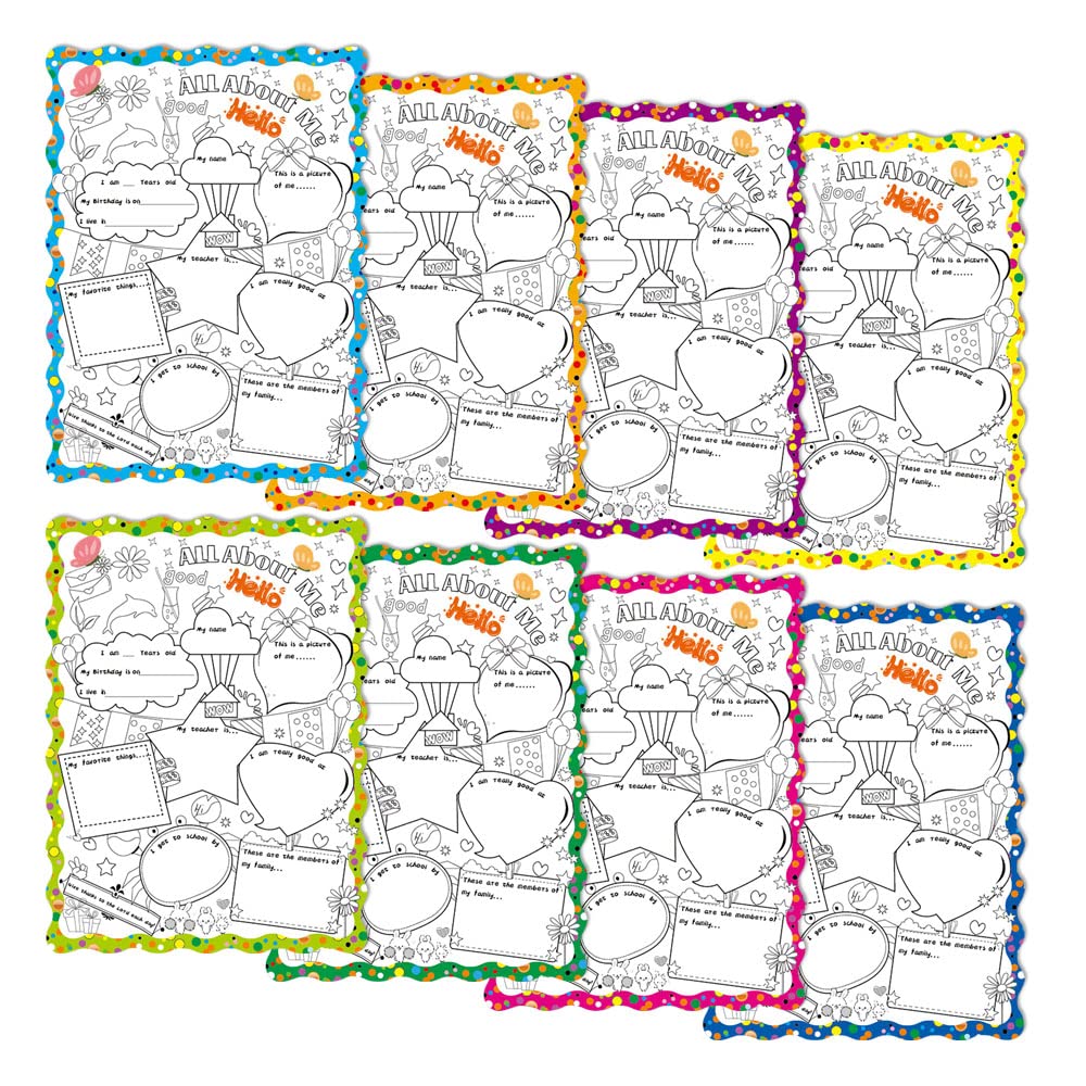 40 Pcs All About Me Student Posters, Classroom Fill-in Posters to Color ...