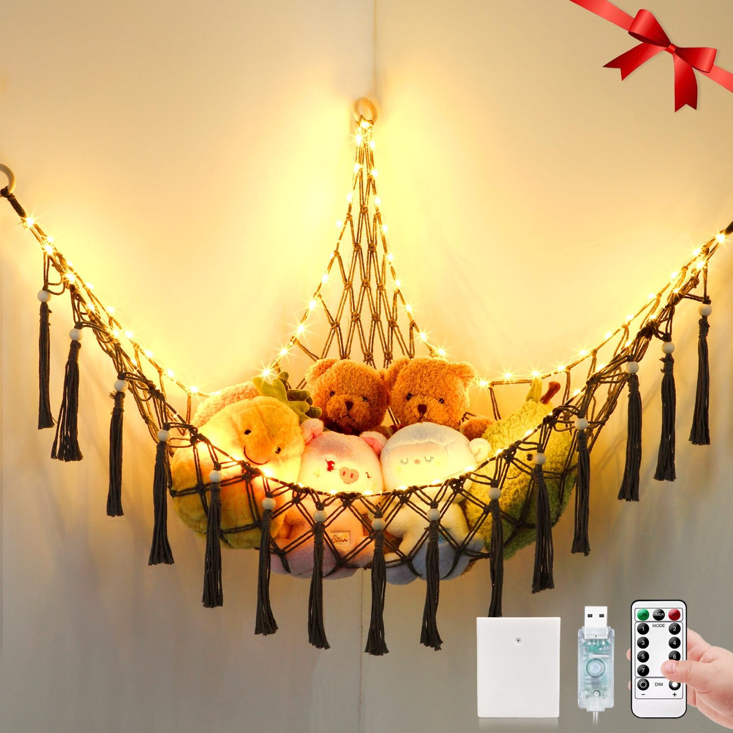 Amazon.com: Stuffed Animal Hammock with 13LEDs Star Lights, 47in Toy ...