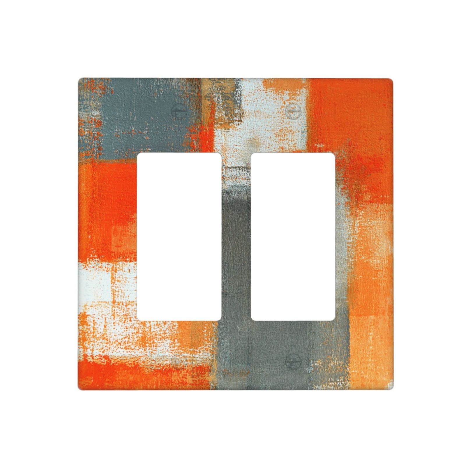 Decorative Light Switch Cover Abstract Orange Grey Painting Print,2 ...