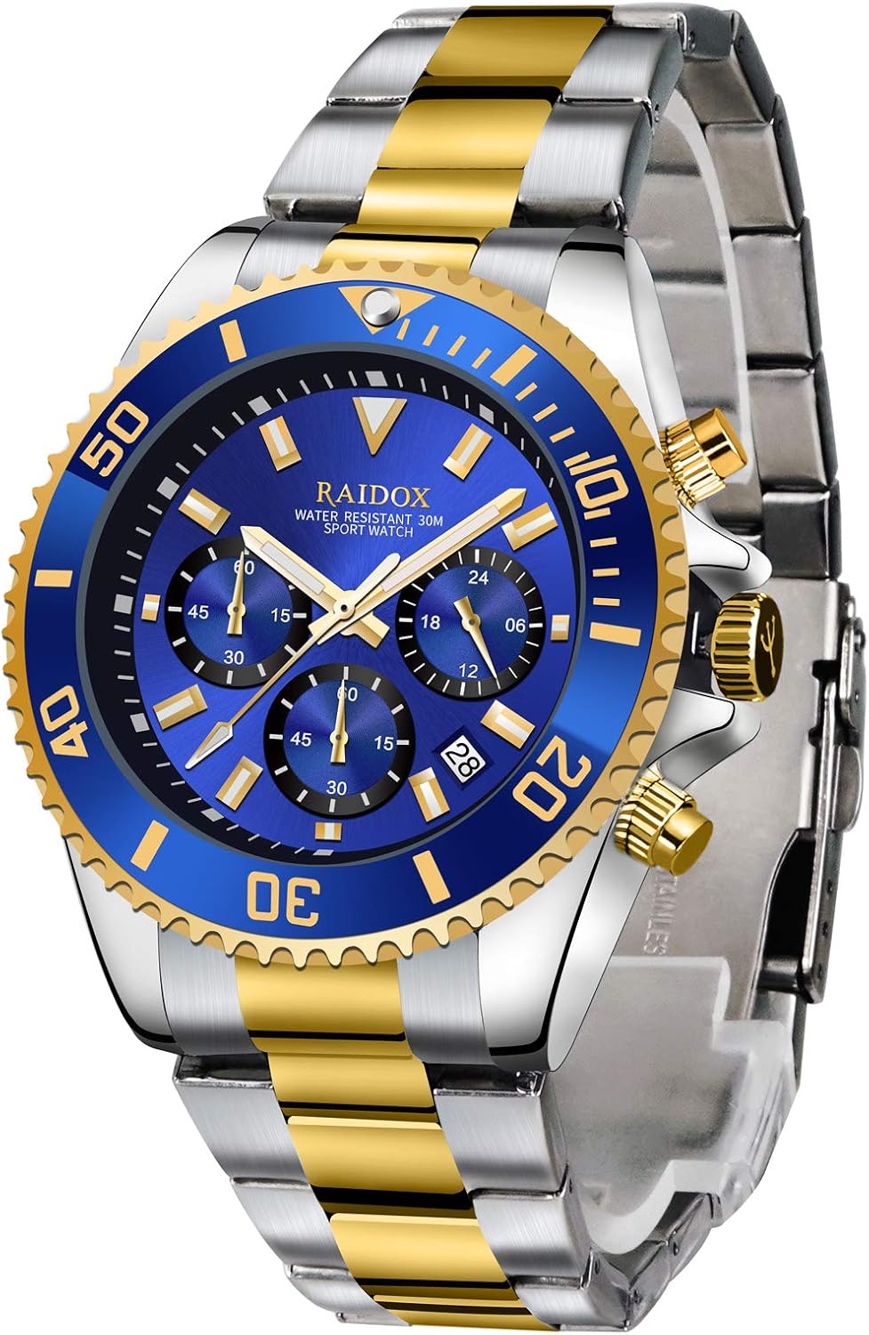 RAIDOX Mens Watches Waterproof for Men - Chronograph Stainless Steel ...
