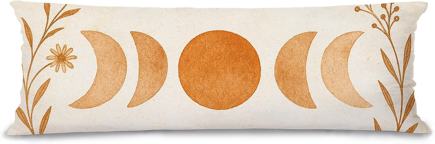 Amazon.com: Evcprz Vintage Boho Moon Phases 20x54 Body Pillow Cover ...