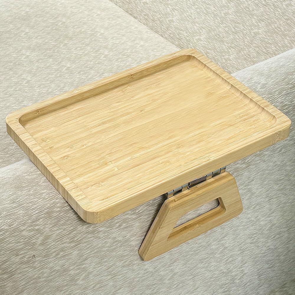 Amazon.com: Hongsane Couch Arm Table Tray,Bamboo Armrest Table for ...
