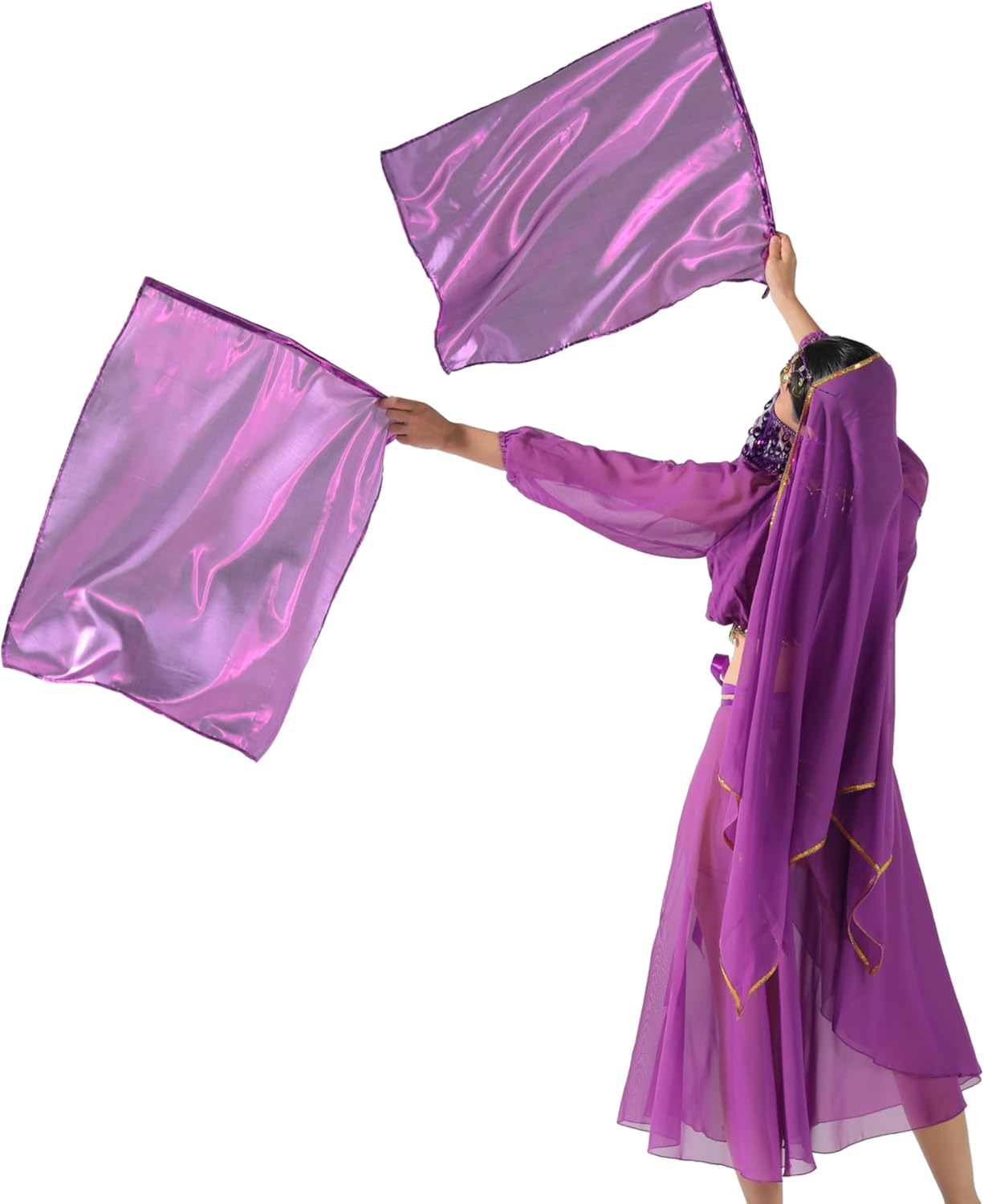 Amazon.com: Wuchieal One Pair 26.77 Inch Metallic color Flag Poi with ...