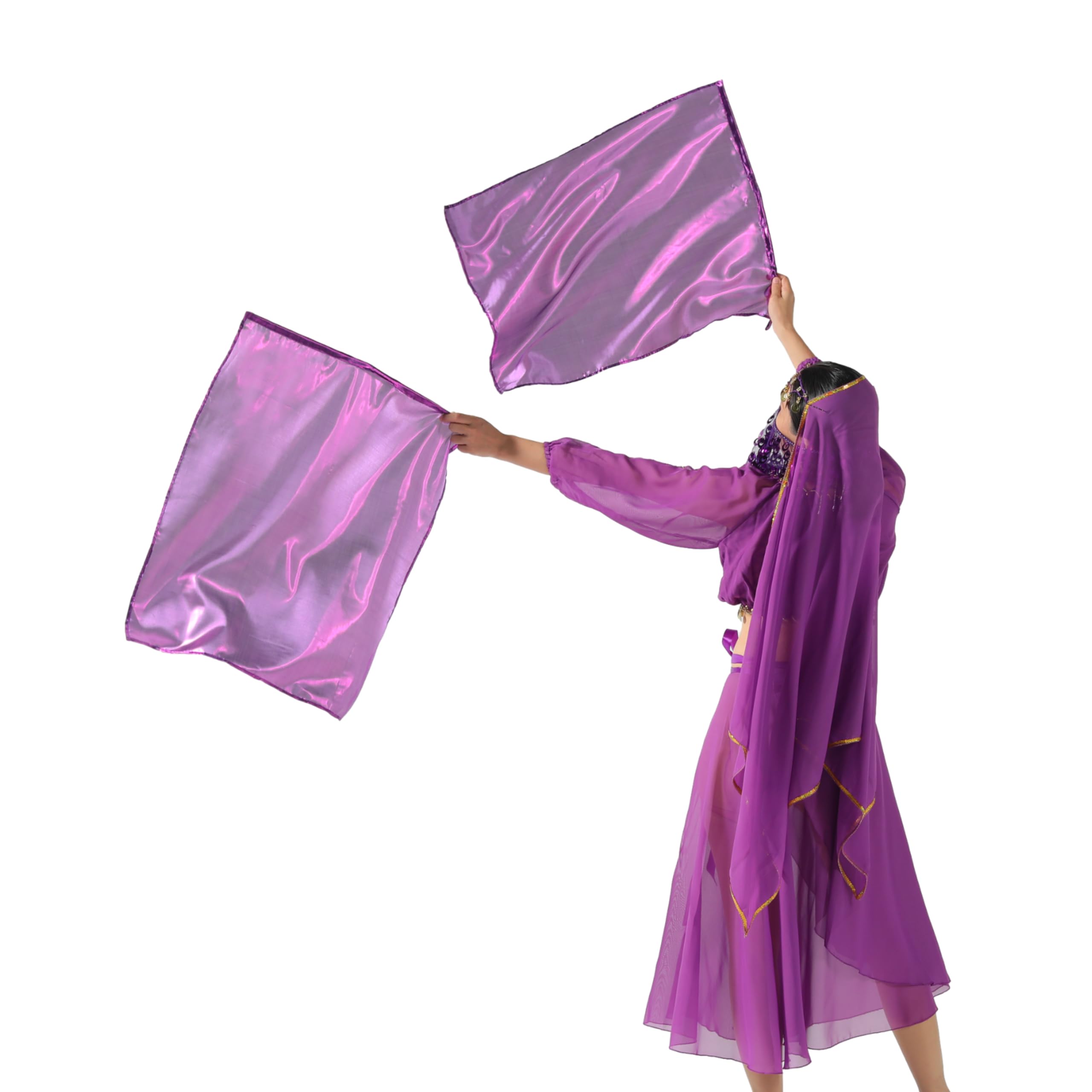 Amazon.com : Wuchieal One Pair 26.77 Inch Metallic color Flag Poi with ...