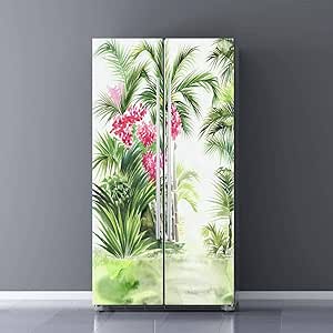Amazon.com: Self Adhesive Vinyl Refrigerator Wrap Set Palm Oasis Nature ...