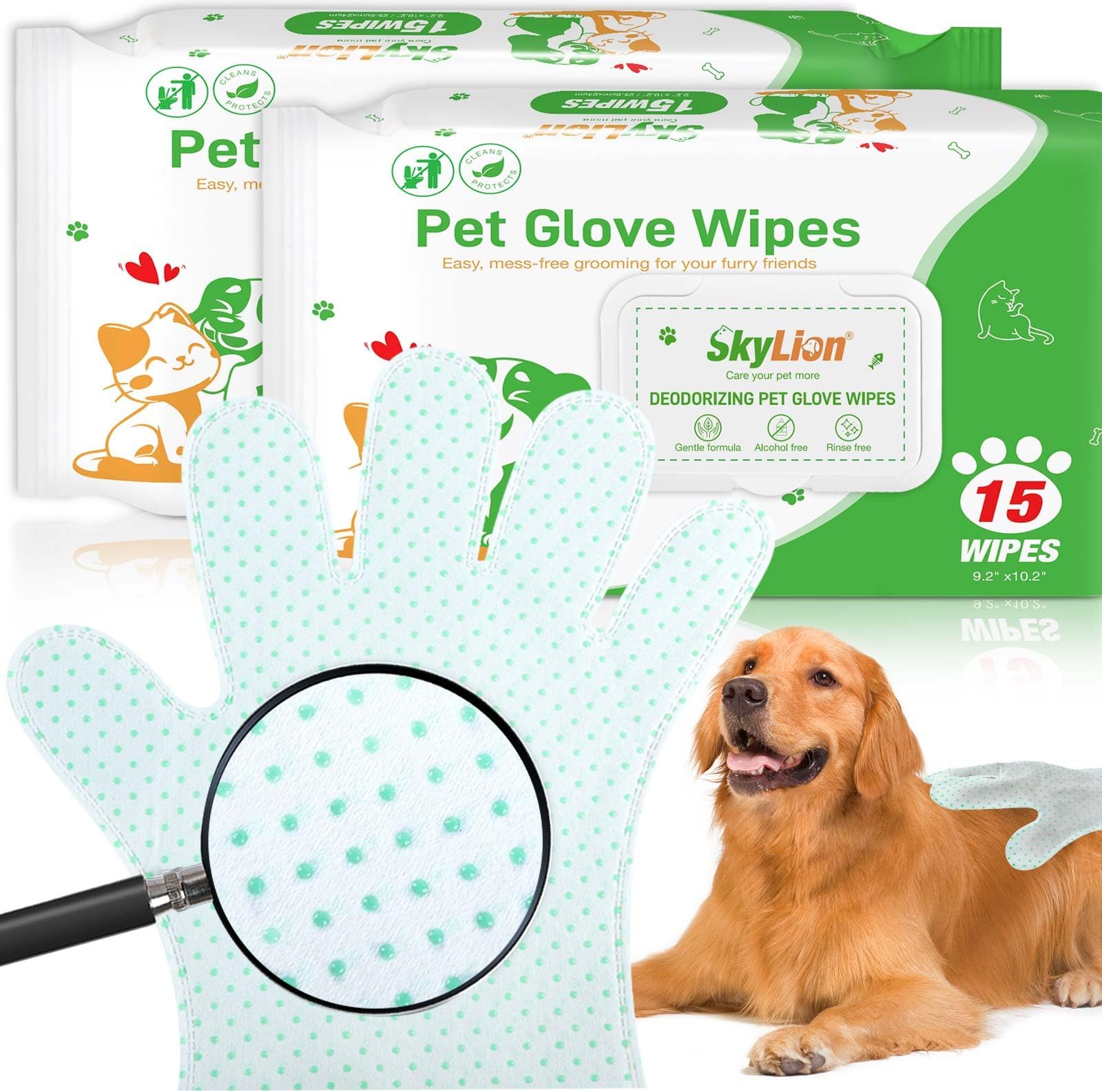 LotuFlor Dog Wipes Grooming Gloves Enhanced Cleaning Deodorizing Plant ...