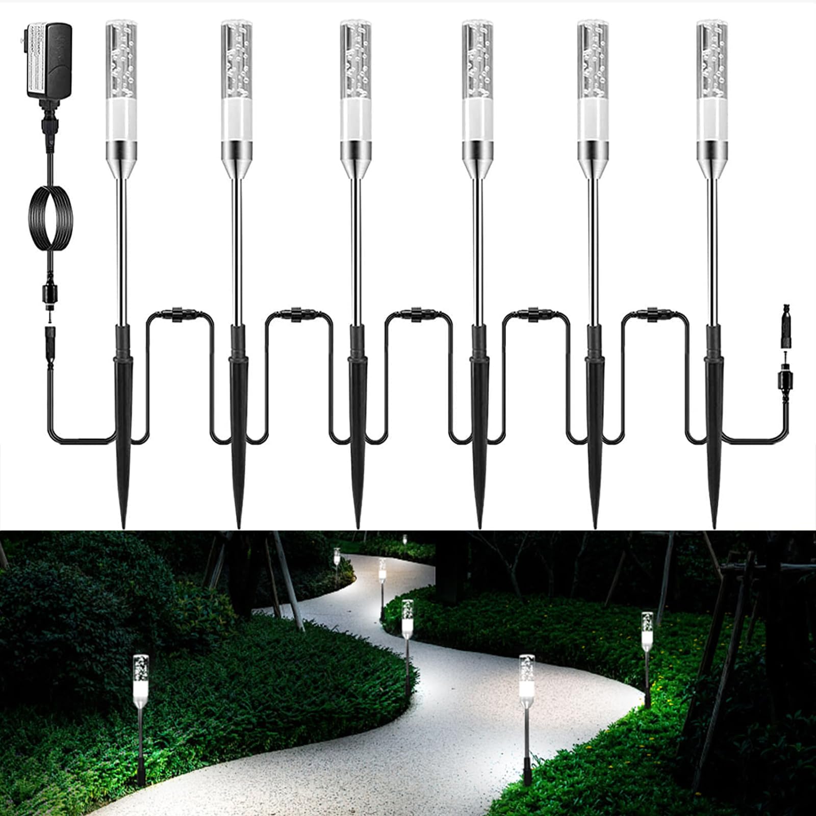 Pathway Lights Outdoor,12V Low Voltage Landscape Lighting, 6 Pack 570 ...