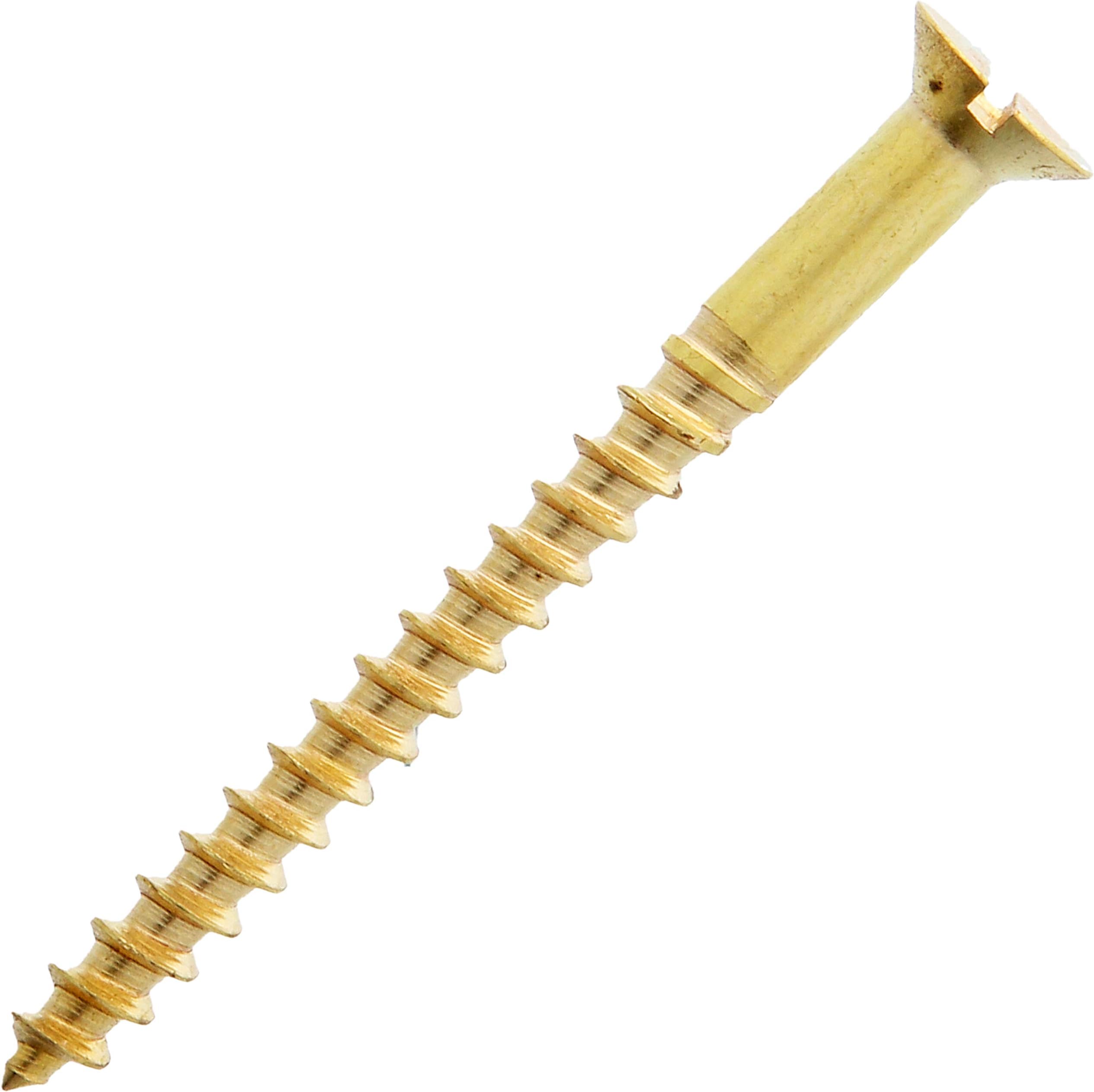 10x Solid Brass Wood Screws (10G x 2") Countersunk Flat Flush Slot Head ...