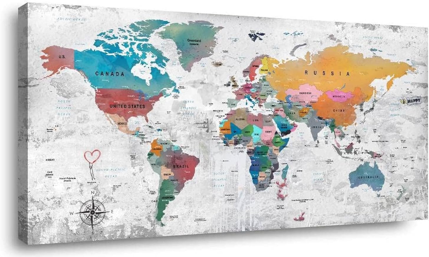 Amazon.com: Abstract Decor World Map Canvas Wall Art Pictures for ...