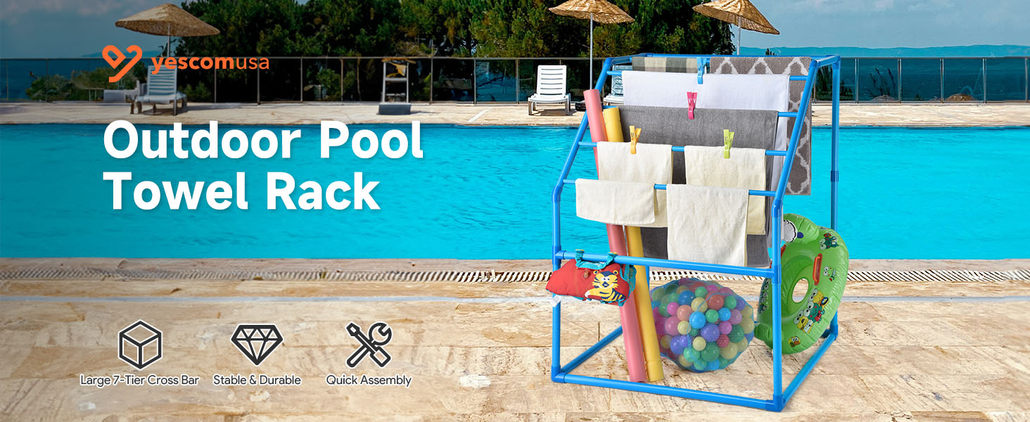 Free Standing Towel Organizer Yescom Free Standing Pool Towel Rack - 7 ...