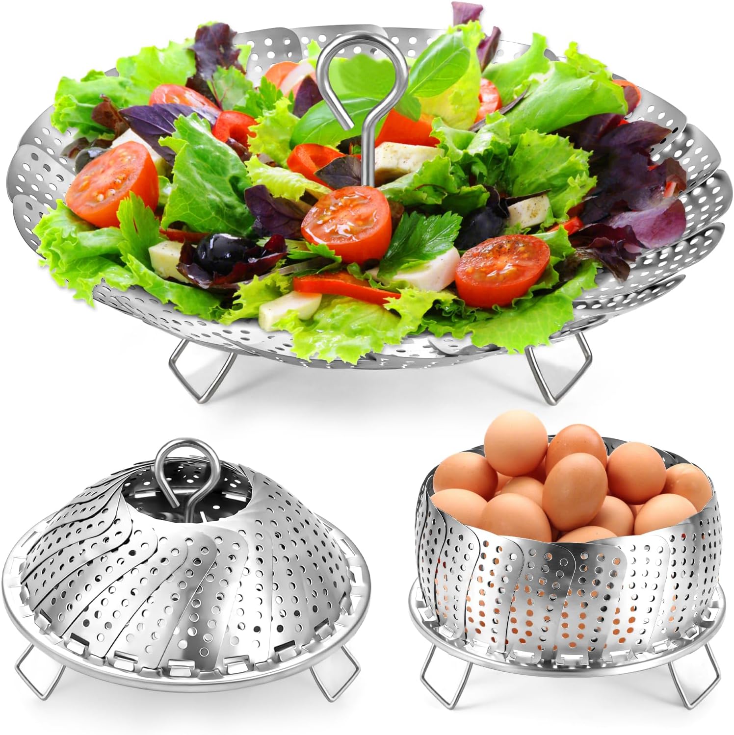 Amazon.com: Steamer Basket Stainless Steel Vegetable Steamer Basket ...