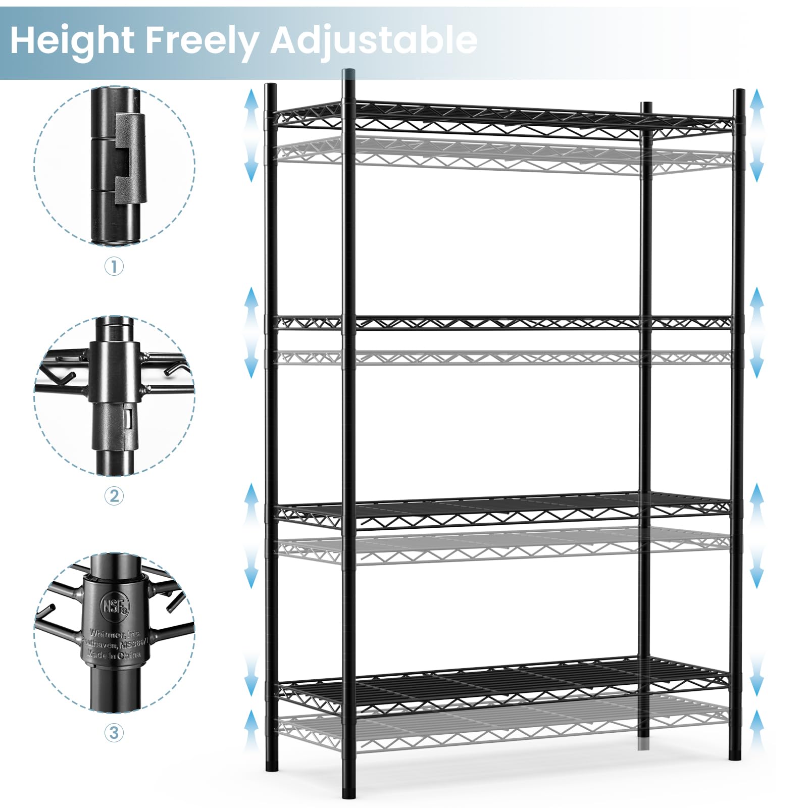 Snapklik.com : Whitmor 4 Tier Shelving Unit, Metal Storage Shelves ...