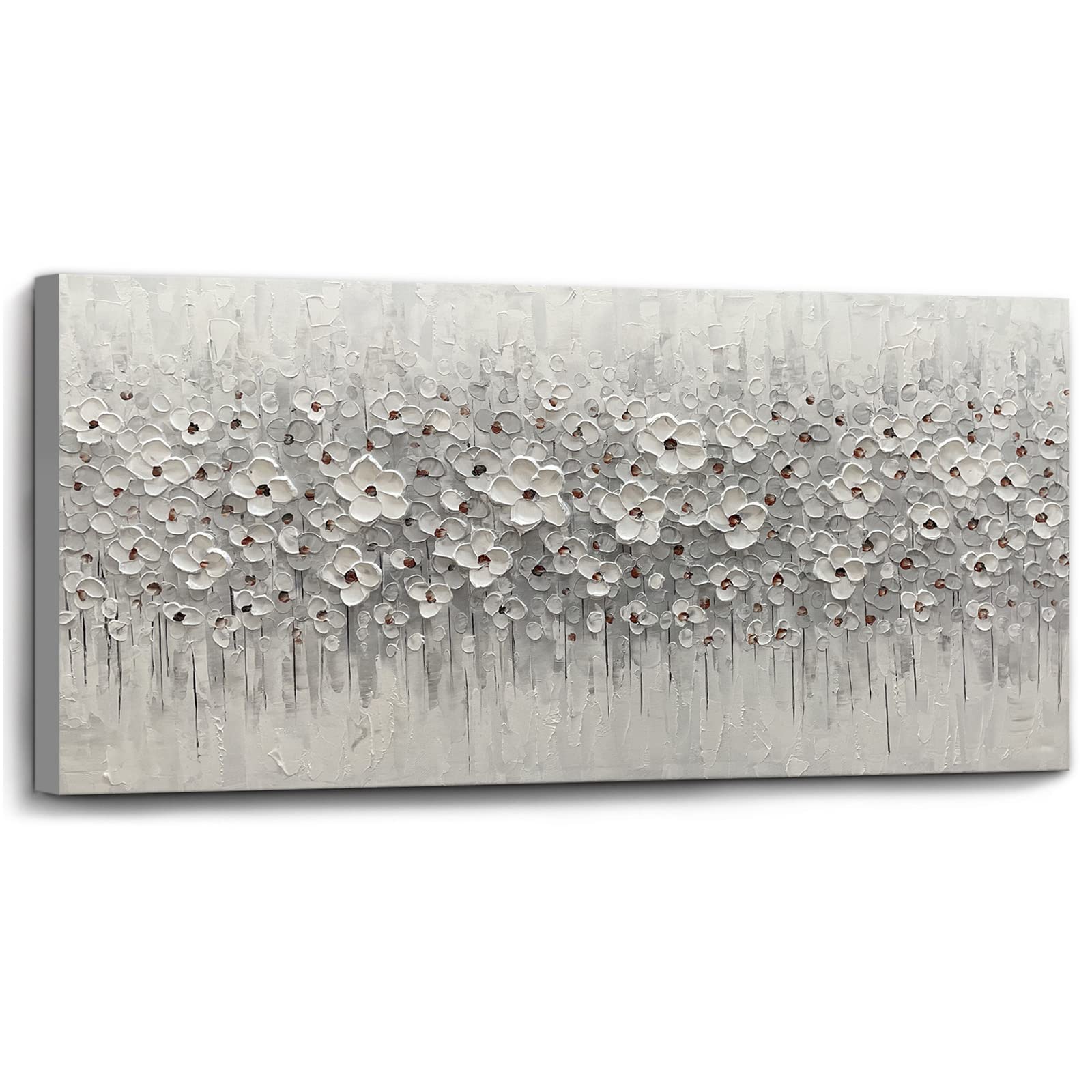 White Flowers Wall Art For Living Room - Wall Decor for Bedroom - White ...