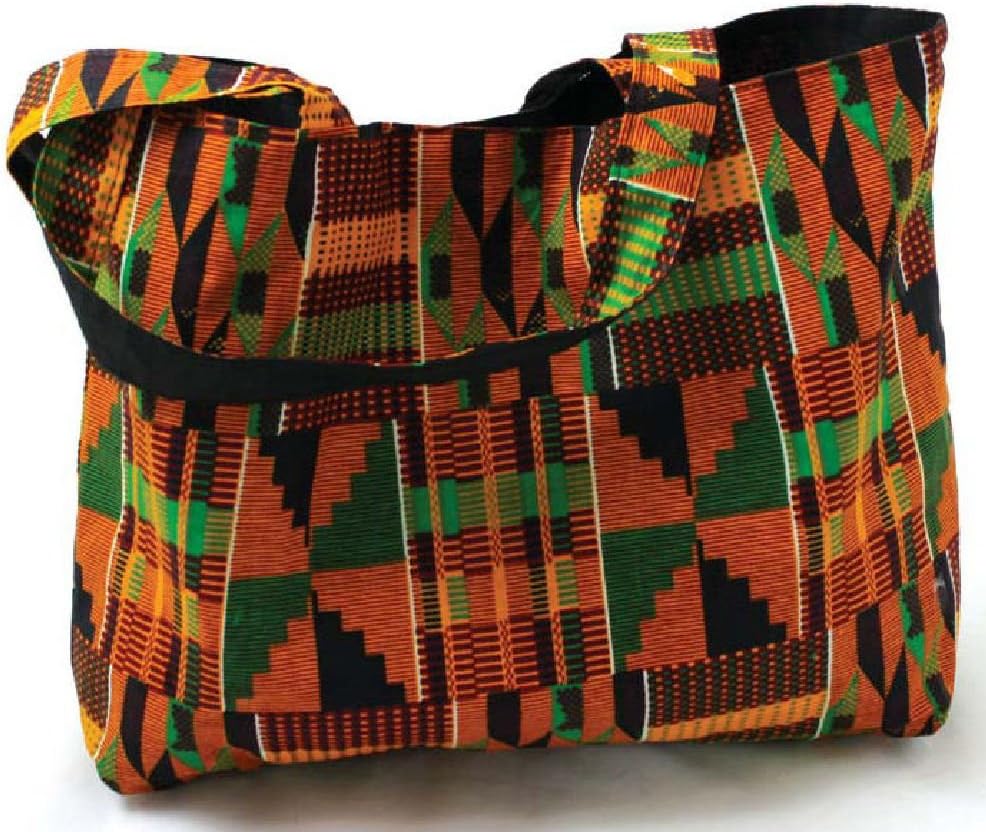 Amazon.com: 17" X 11" Kente Fabric Tote Bag - Kente Pattern #2 ...