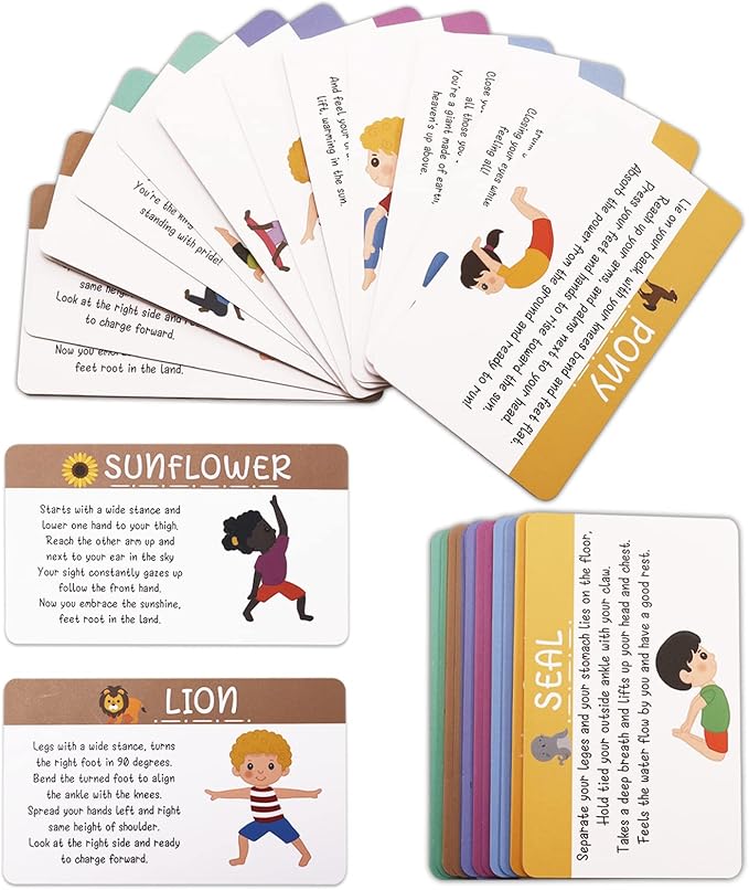Amazon.com: Garybank Kids Yoga Cards Kit with Illustrations, Little ...