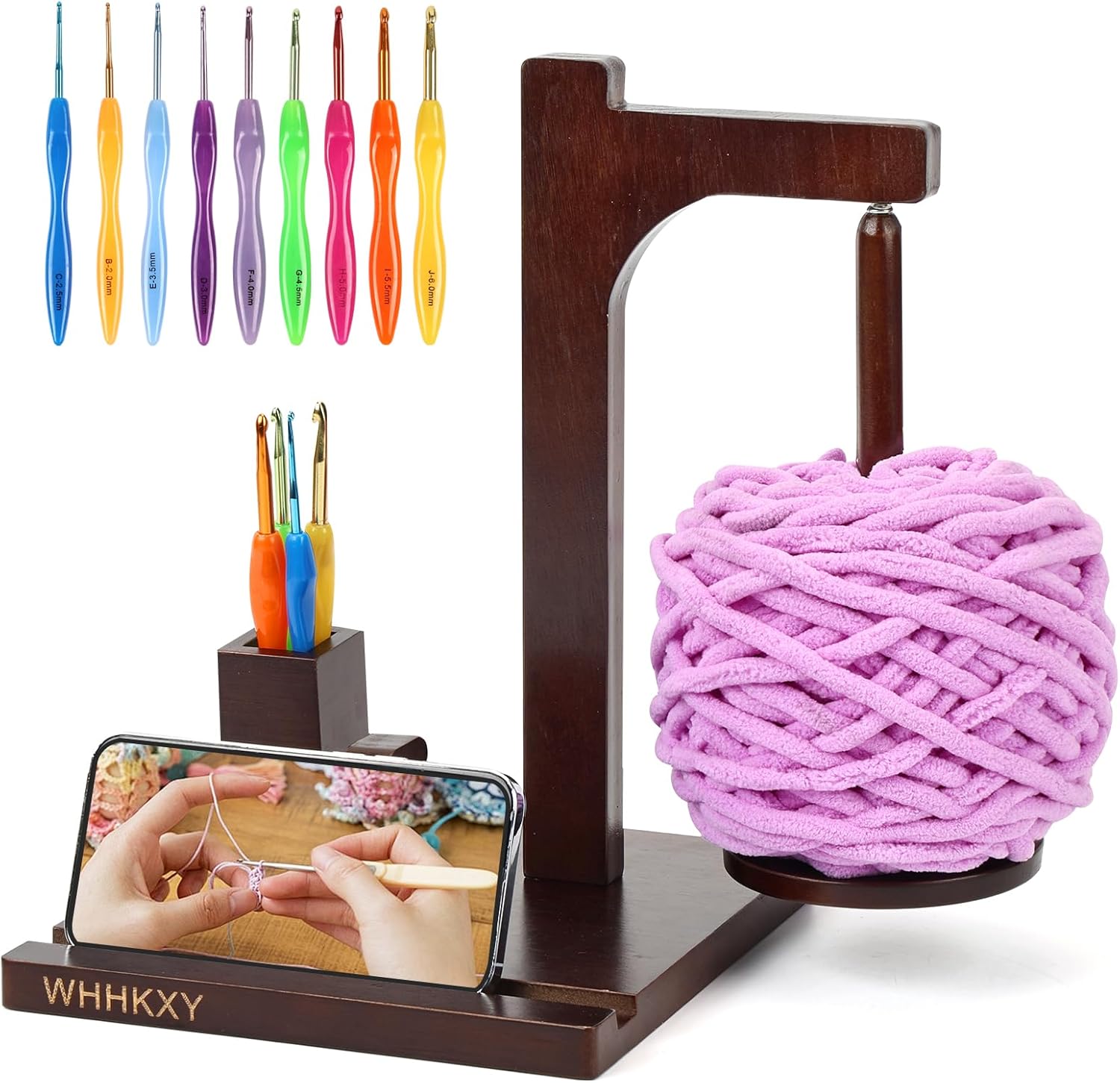 Amazon.com: Magnetic Yarn Holder for Knitting and Crocheting, Wooden ...