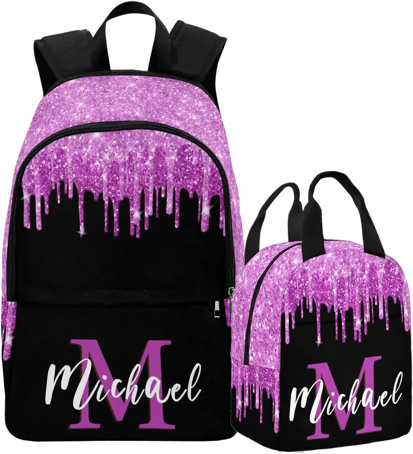 Amazon.com | Custom School Backpack for Boys Girls, Personalized Purple ...