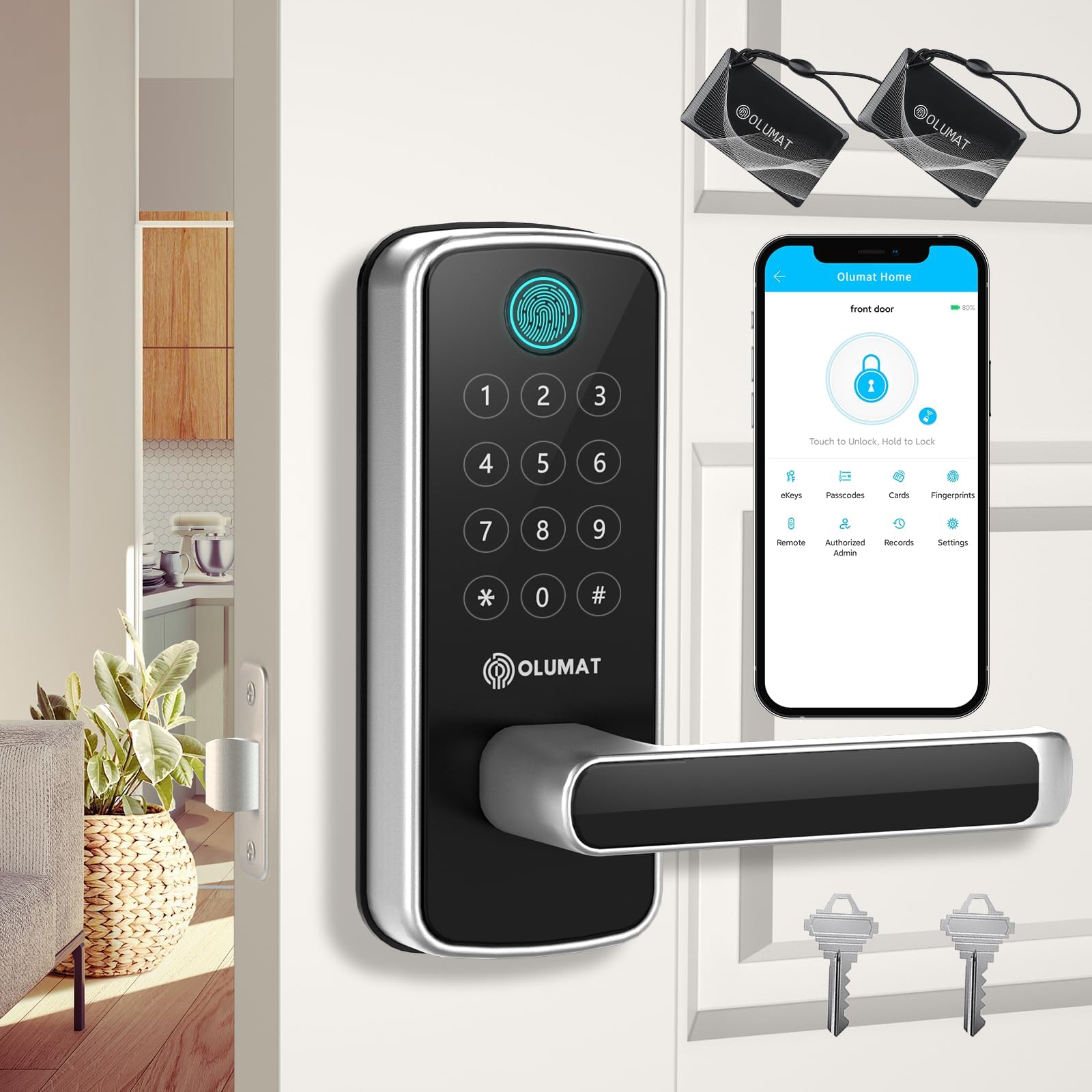 Smart Door Lock with Handle: Keyless Entry Door Lock for Front Door ...