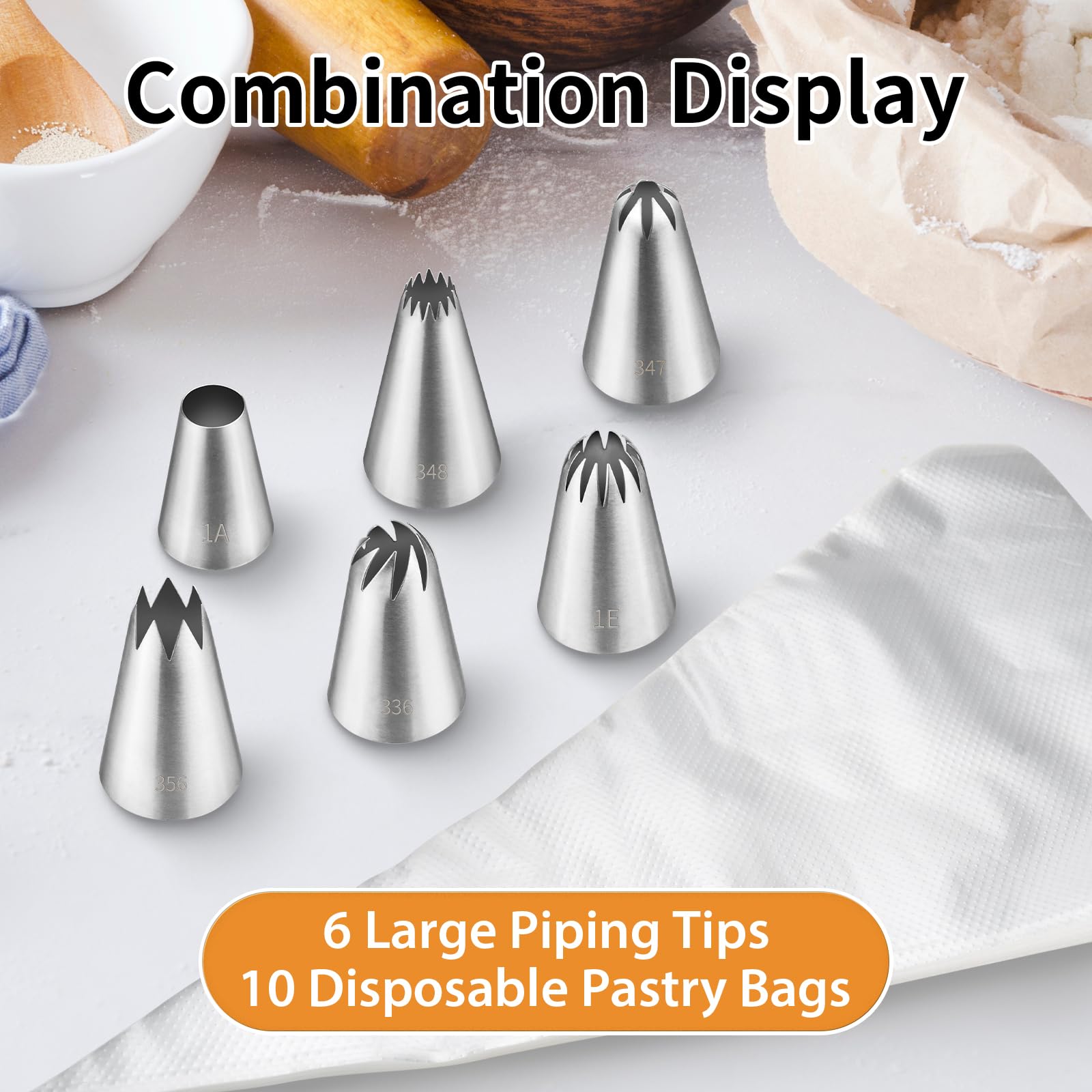 Snapklik.com : Large Piping Tips Set, 6 Pcs Stainless Steel Frosting Tips