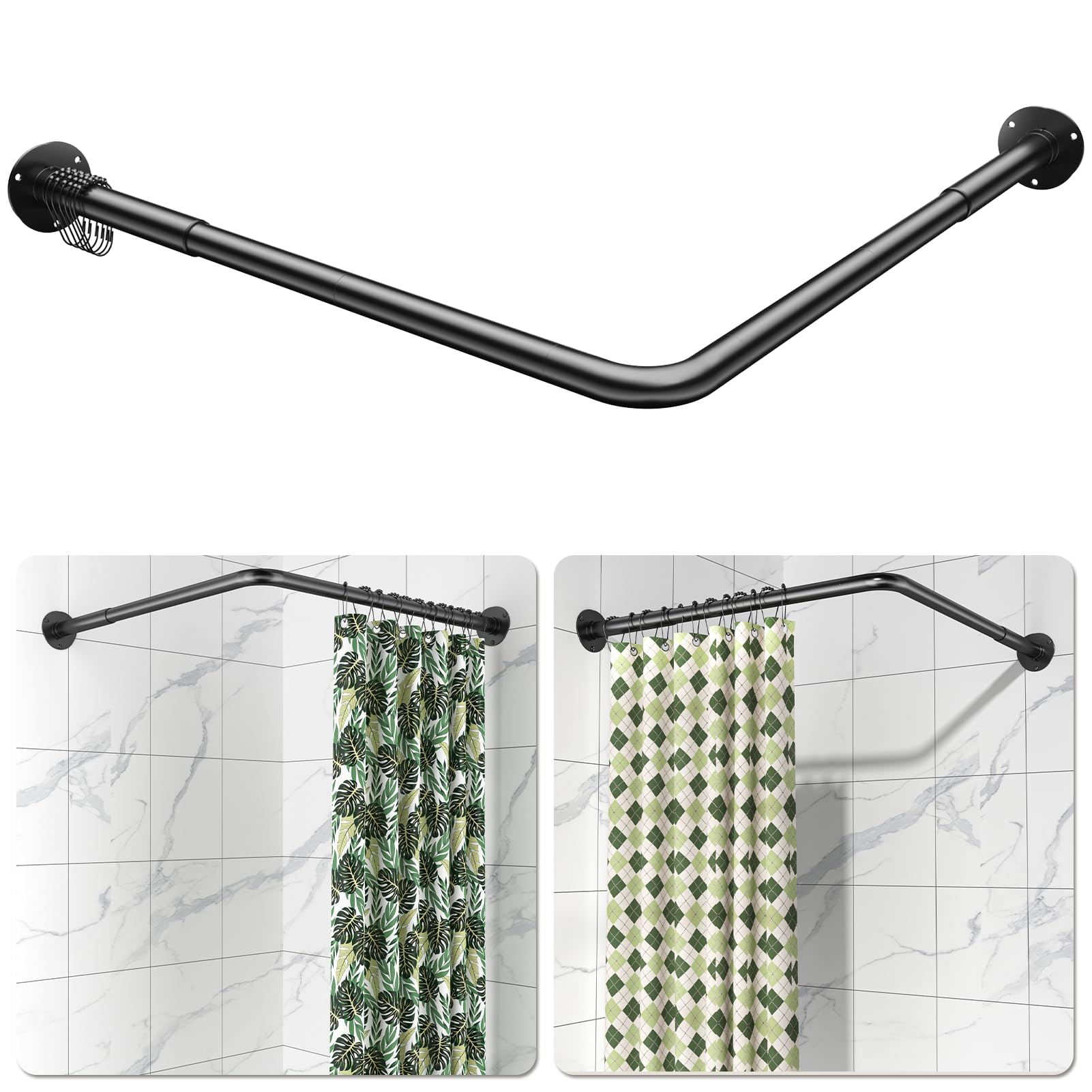 Amazon.com: L Shaped Shower Curtain Rod, YASONIC Adjustable Corner ...