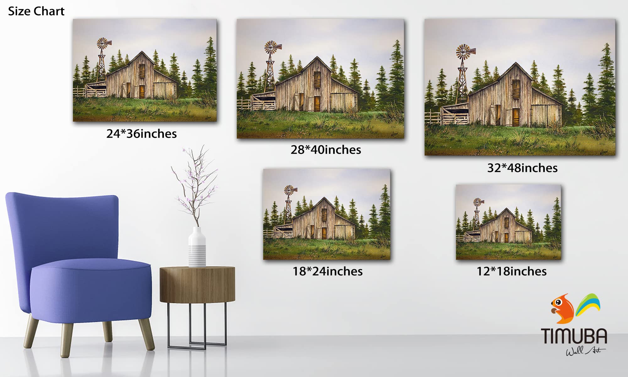 Rustic Barn Wall Decor, Barn Pictures Canvas Wall Art for Farmhouse ...