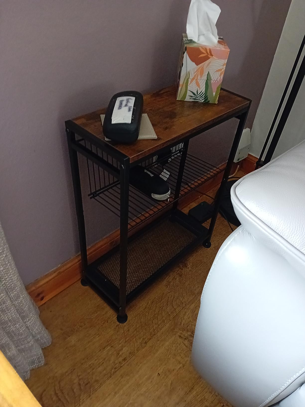 Small Side Table for Small Spaces - Slim End Table with Magazine Holder ...