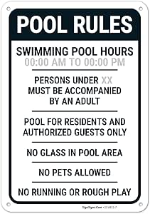 Amazon.com: Custom Pool Rules Sign Swimming Pool Hours Sign, 10x7 ...