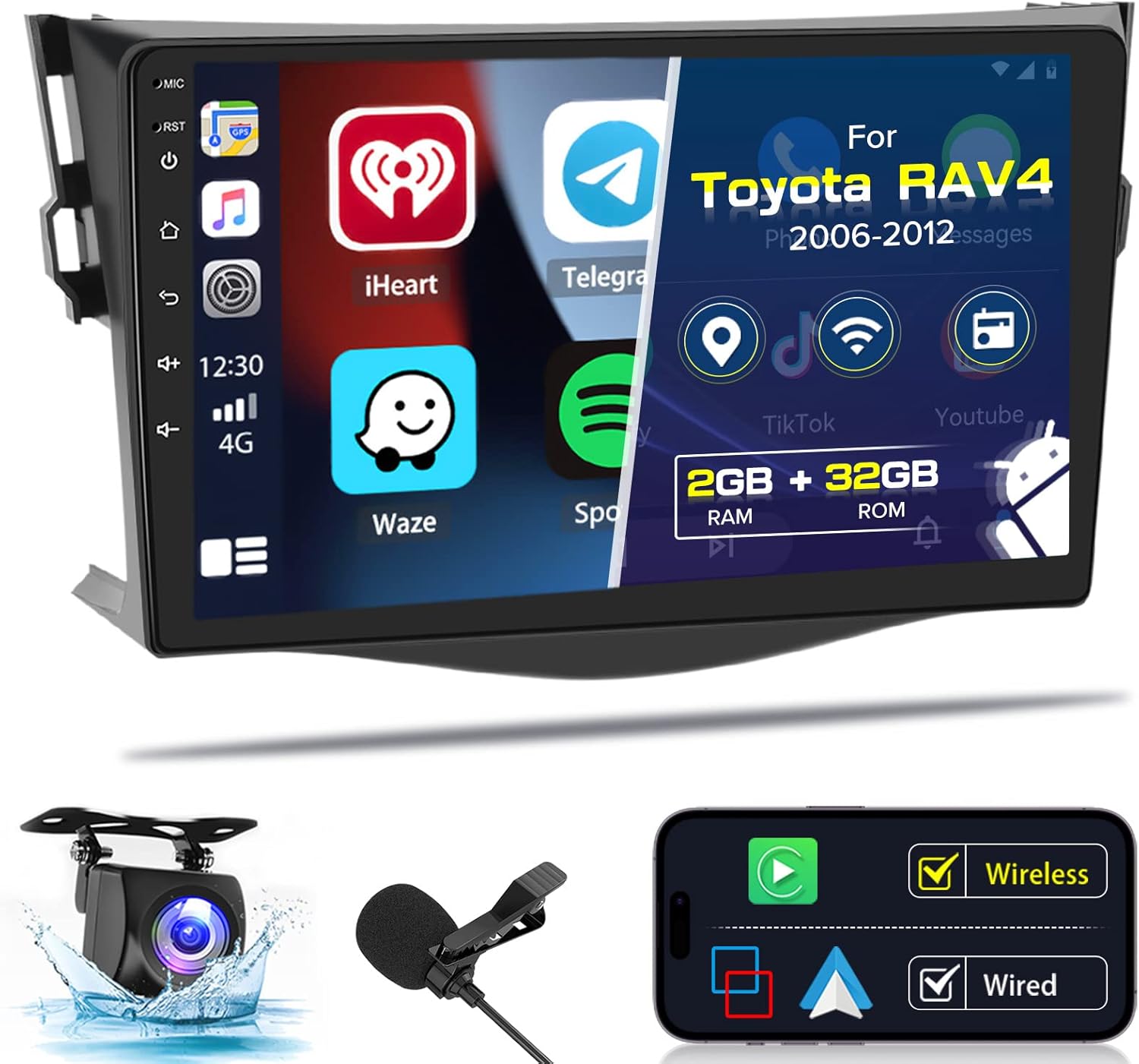 Amazon.com: for 2006-2012 Toyota RAV4 Radio, Roinvou 2+32G Android 13 ...